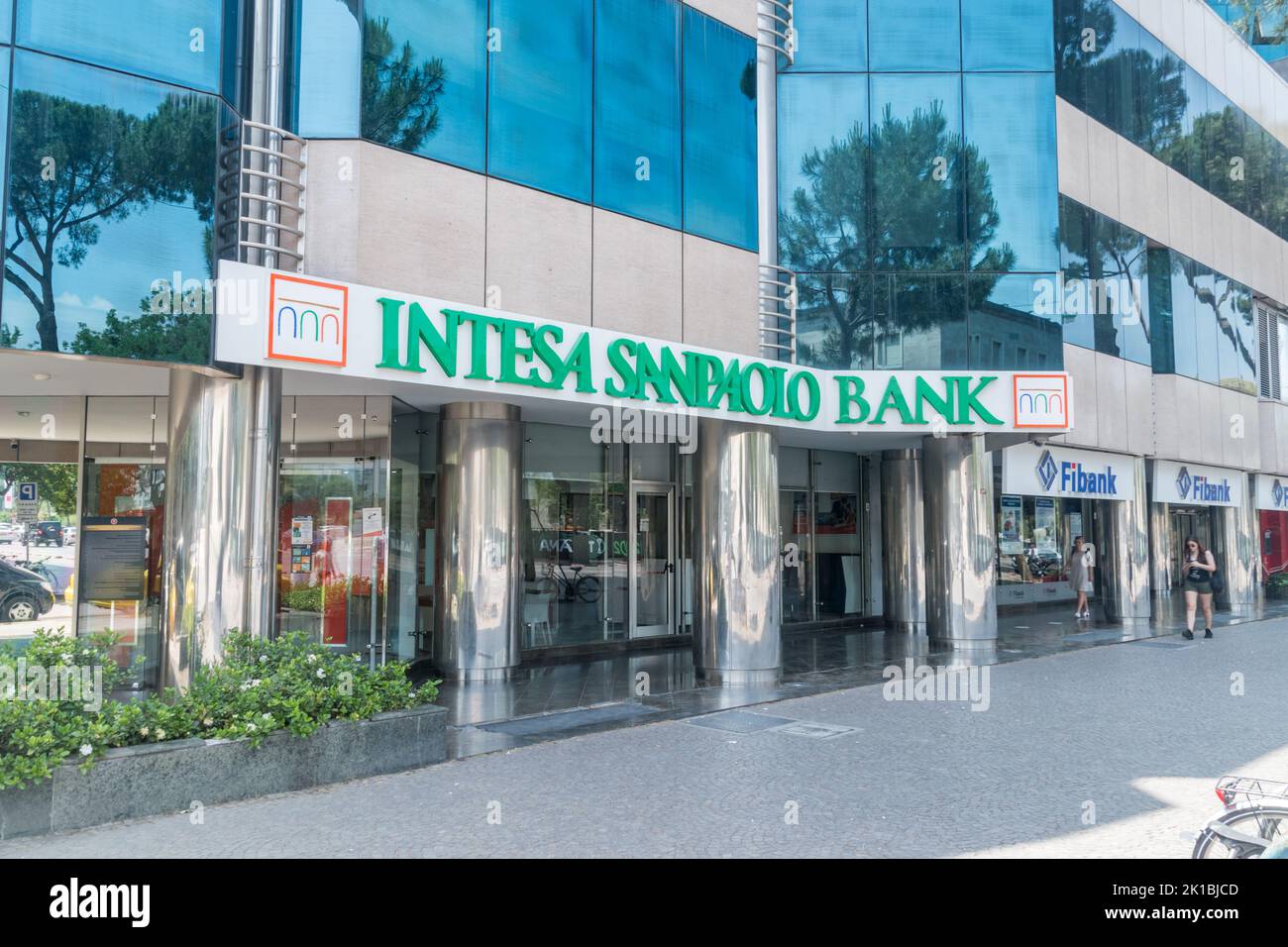 Tirana, Albania - June 4, 2022: Intesa Sanpaolo Bank office in Albania ...
