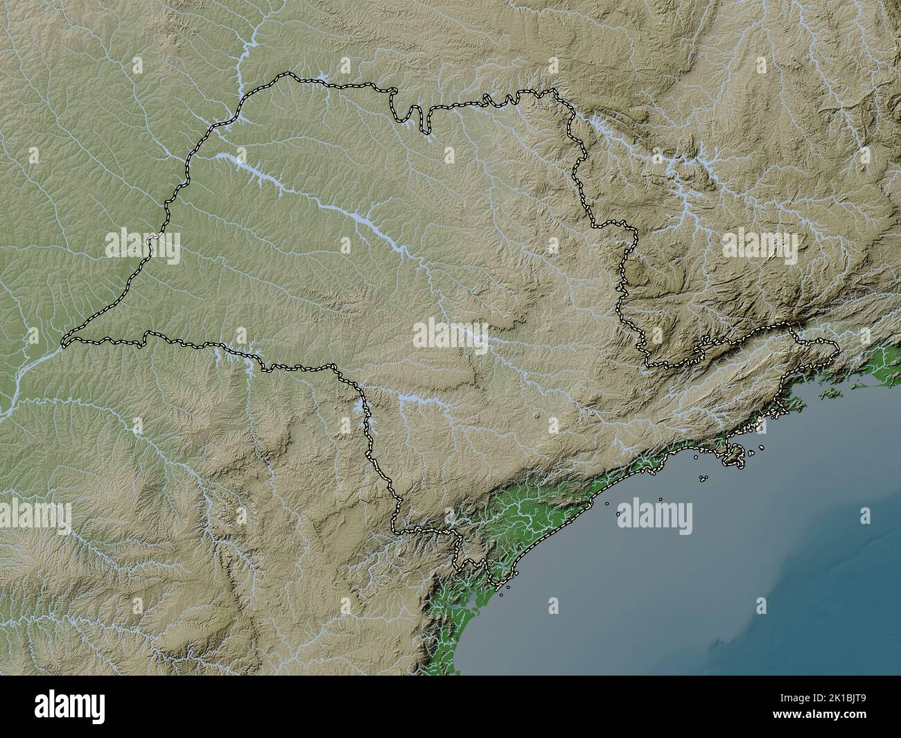 Sao Paulo, state of Brazil. Elevation map colored in wiki style with ...