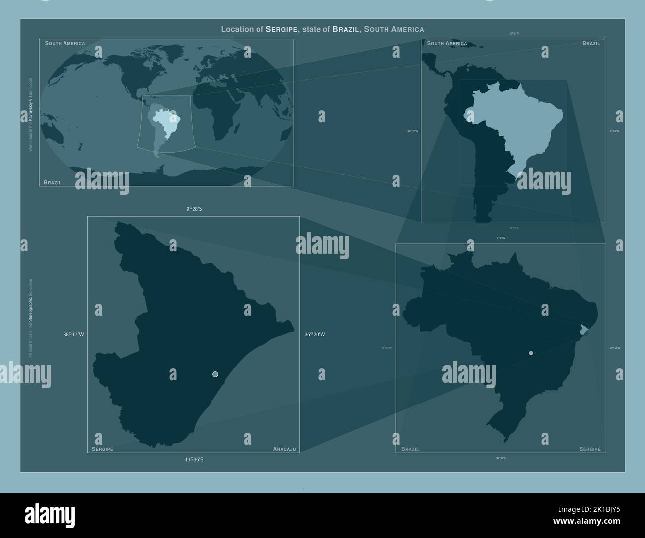 Sergipe, state of Brazil. Diagram showing the location of the region on ...