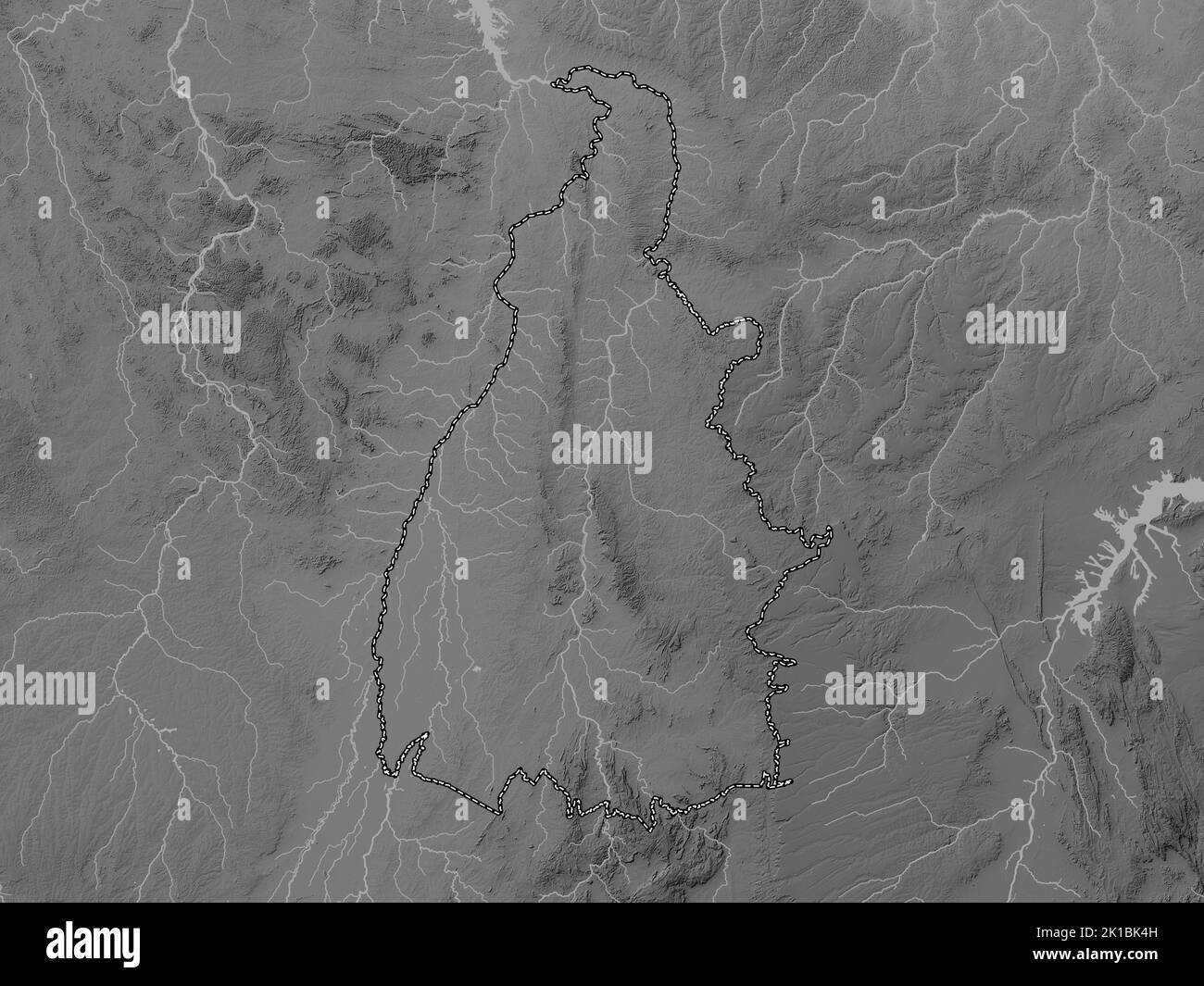 Tocantins, state of Brazil. Grayscale elevation map with lakes and rivers Stock Photo - Alamy