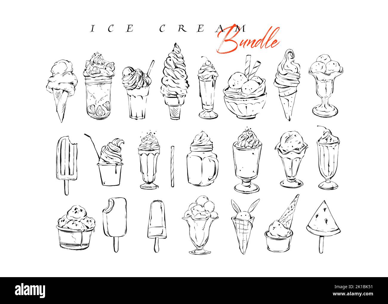 Hand drawn vector graphic textured artistic menu ink collection set sketch illustrations drawing ...