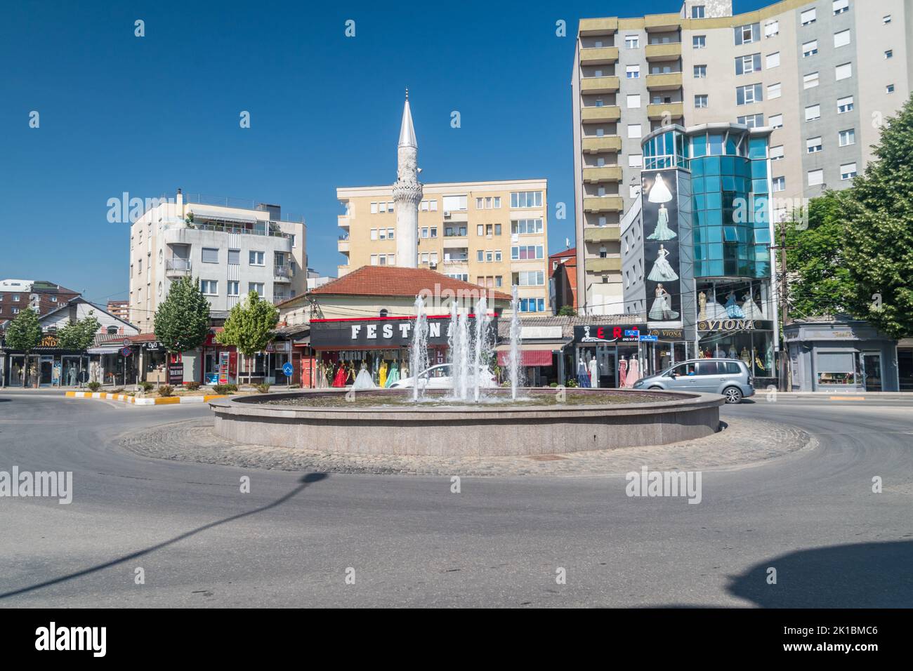 Pristina, Kosovo - June 5, 2022: Water fountain at Rrethi square Stock ...