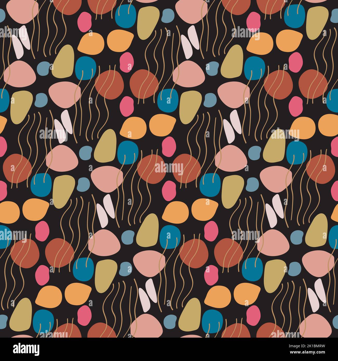 Abstract trendy seamless patterns set with hand drawn colorful shapes ...