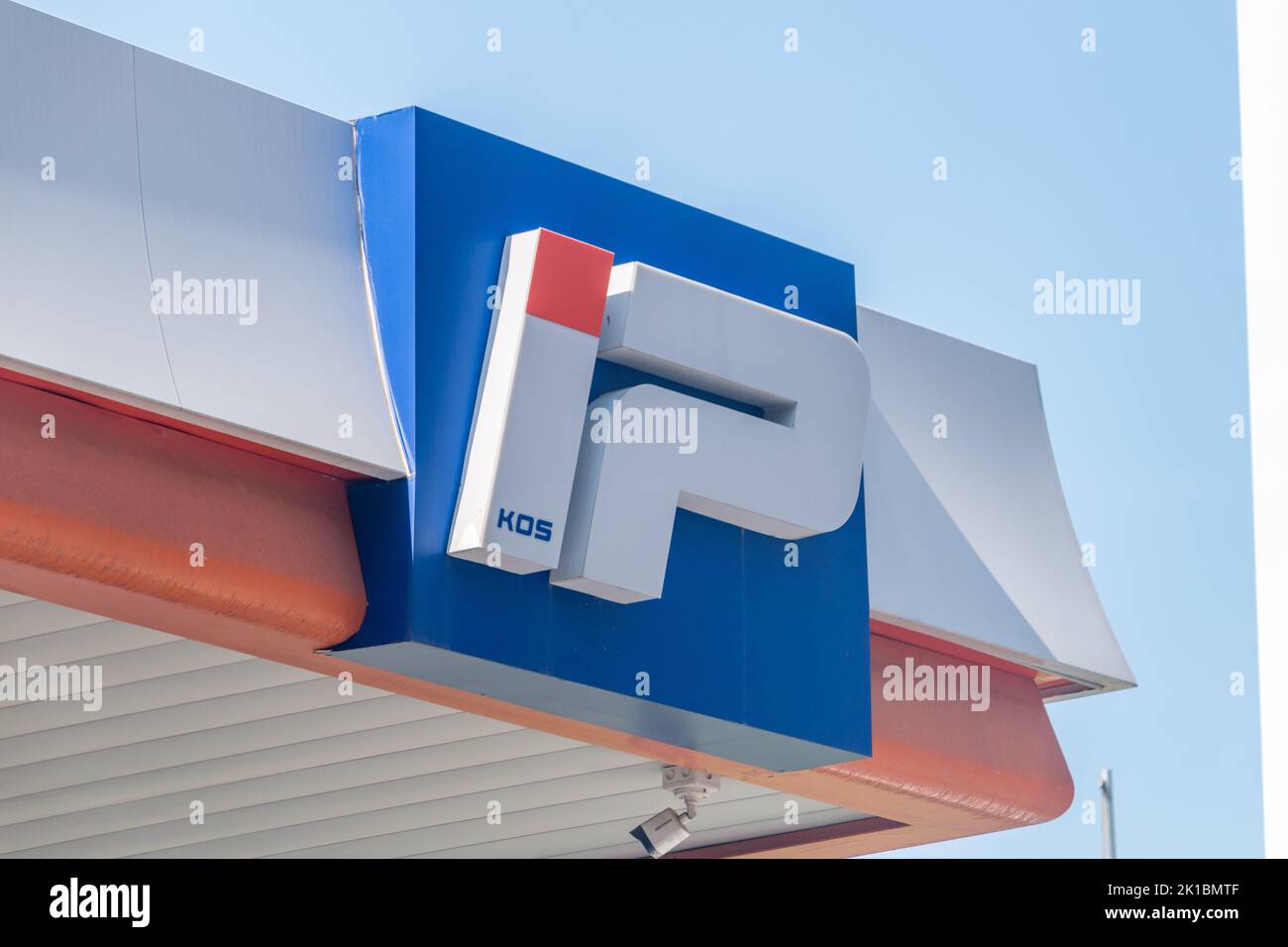 Pristina, Kosovo - June 5, 2022: Logo of IP Kos on gas station Stock ...