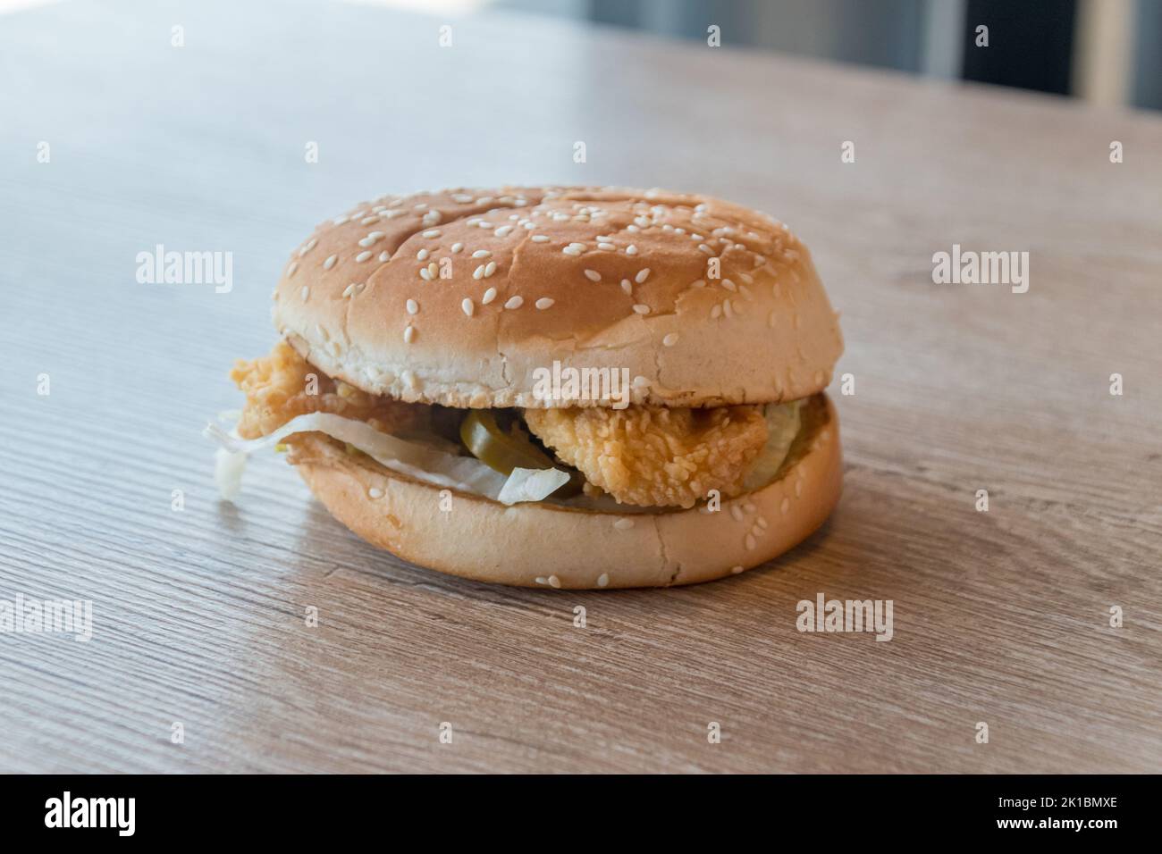 Pristina, Kosovo - June 5, 2022: Spicy Sander Burger in Kosovian KFC ...