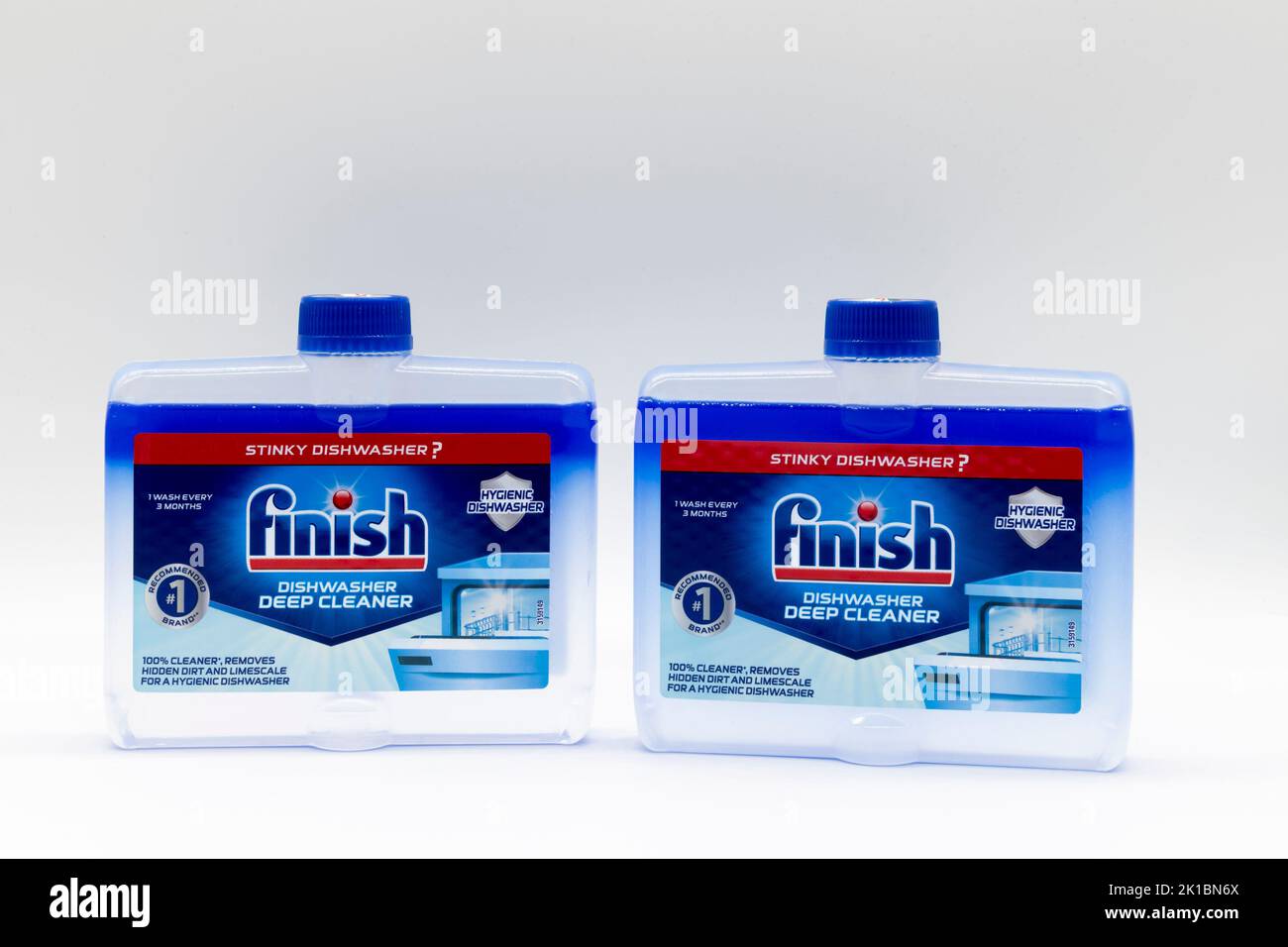 Irvine, Scotland, UK - August 20, 2022: Finish branded bottle of dish ...