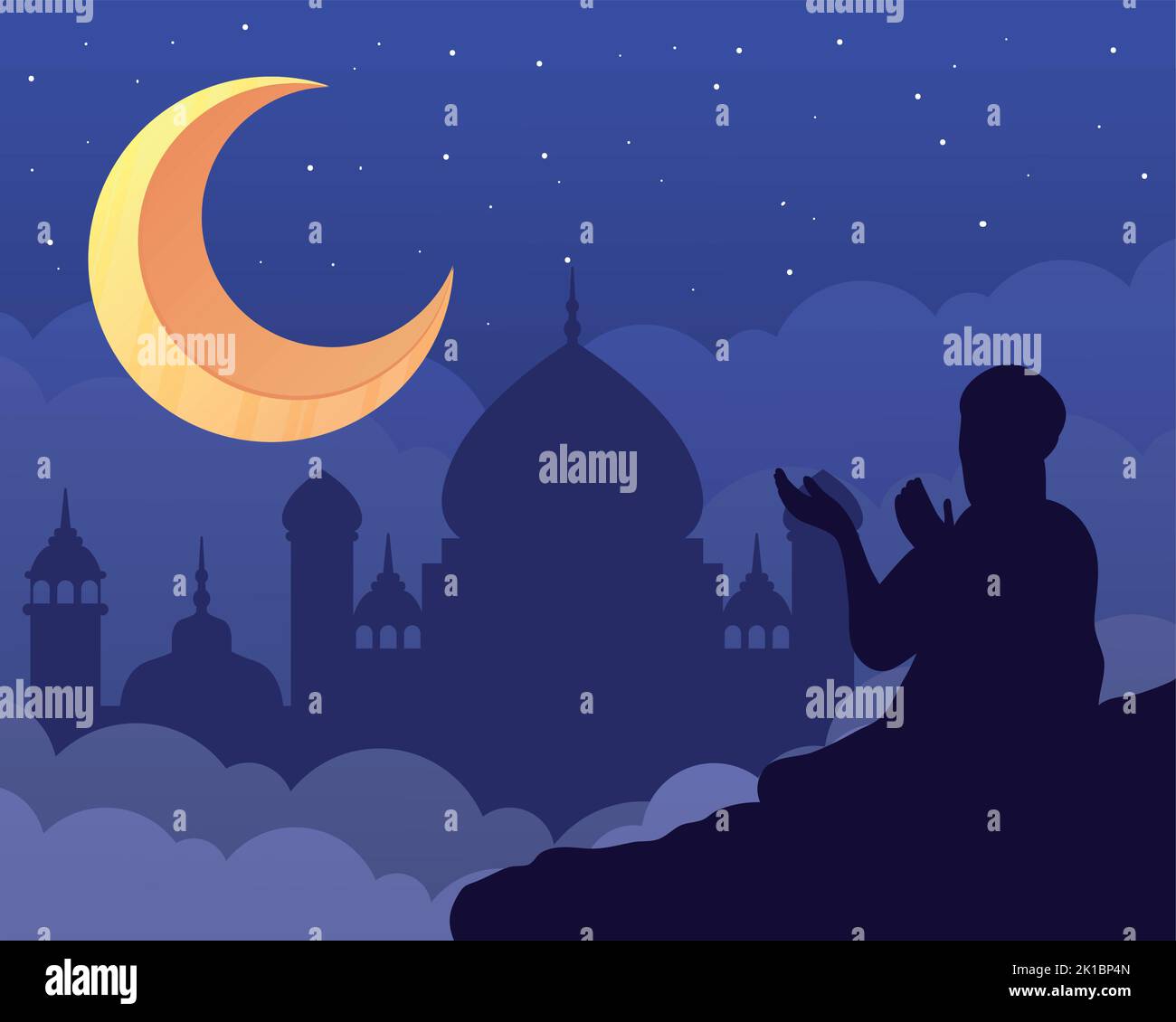 Islam muslim man praying in mosque Stock Vector Images - Alamy