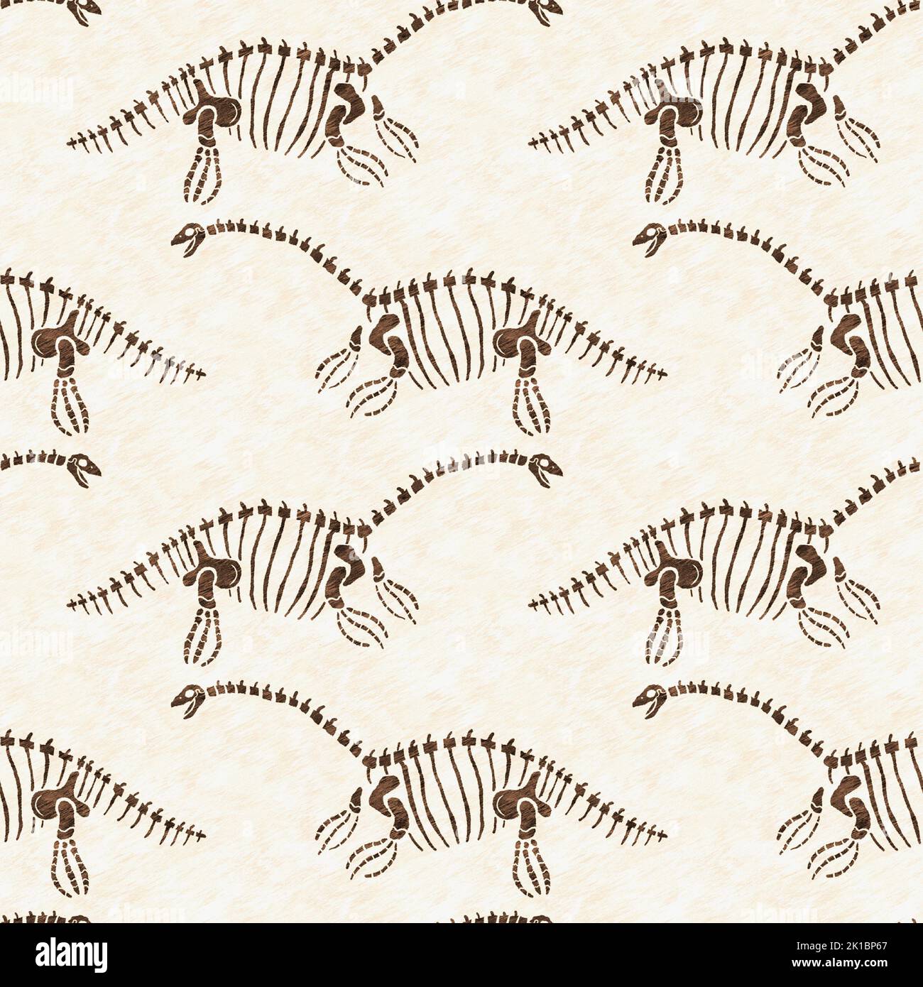 Brown plesiosaur dinosaur fossil bones seamless pattern. Gender Neutral ...