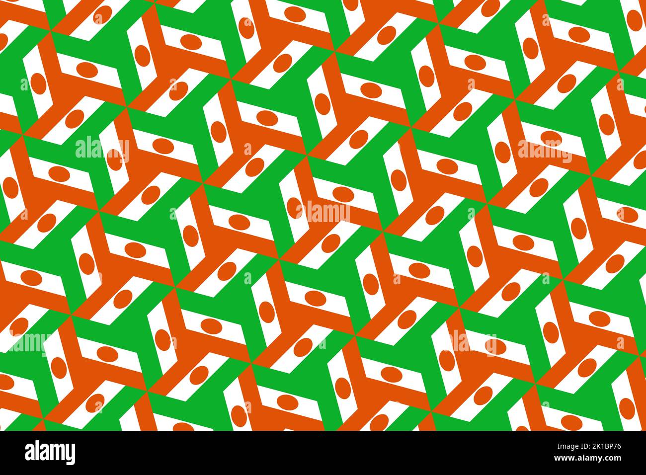 Geometric pattern in the colors of the national flag of Niger. The ...