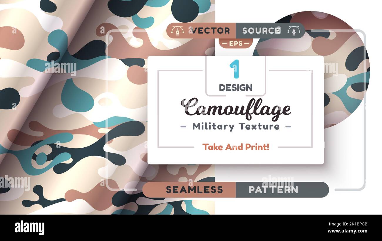 Camouflage seamless pattern, military texture, war fabric Stock Vector ...