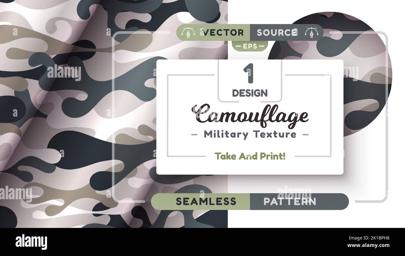 Camouflage seamless pattern, military texture, war fabric Stock Vector ...
