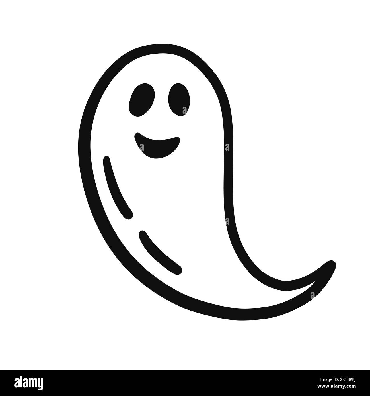 Halloween Ghost Shape, Hand Drawn Cute Spirit Silhouette Stock Vector ...
