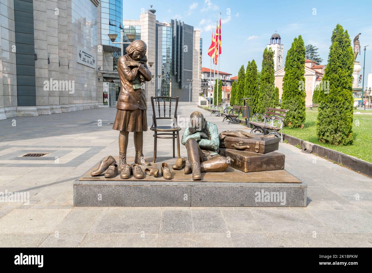 Skopje, North Macedonia - June 5, 2022: Statue of jewish children at ...