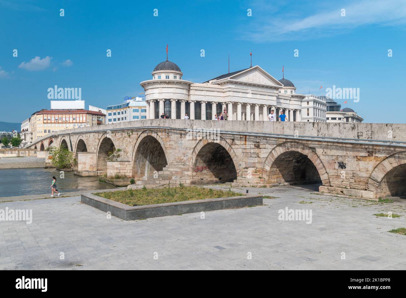 Skopje, North Macedonia - June 5, 2022: Stone Bridge over Vardar River ...