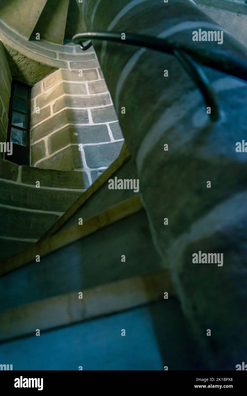 Spiral staircase in medieval tower Stock Photo - Alamy