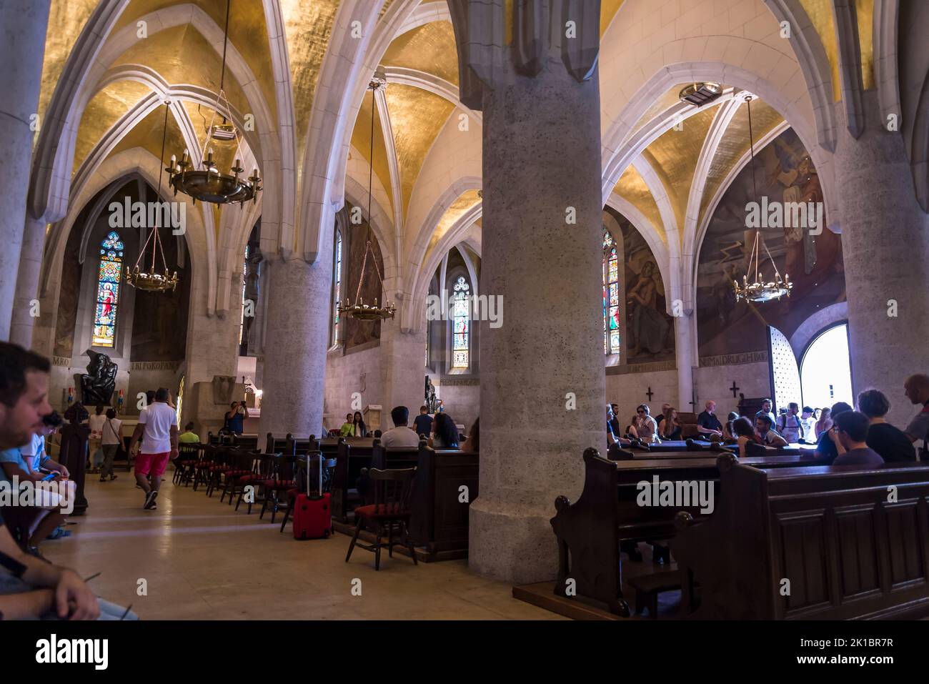 Interior of St Mark's Church full of people, Upper Town, Zagreb ...