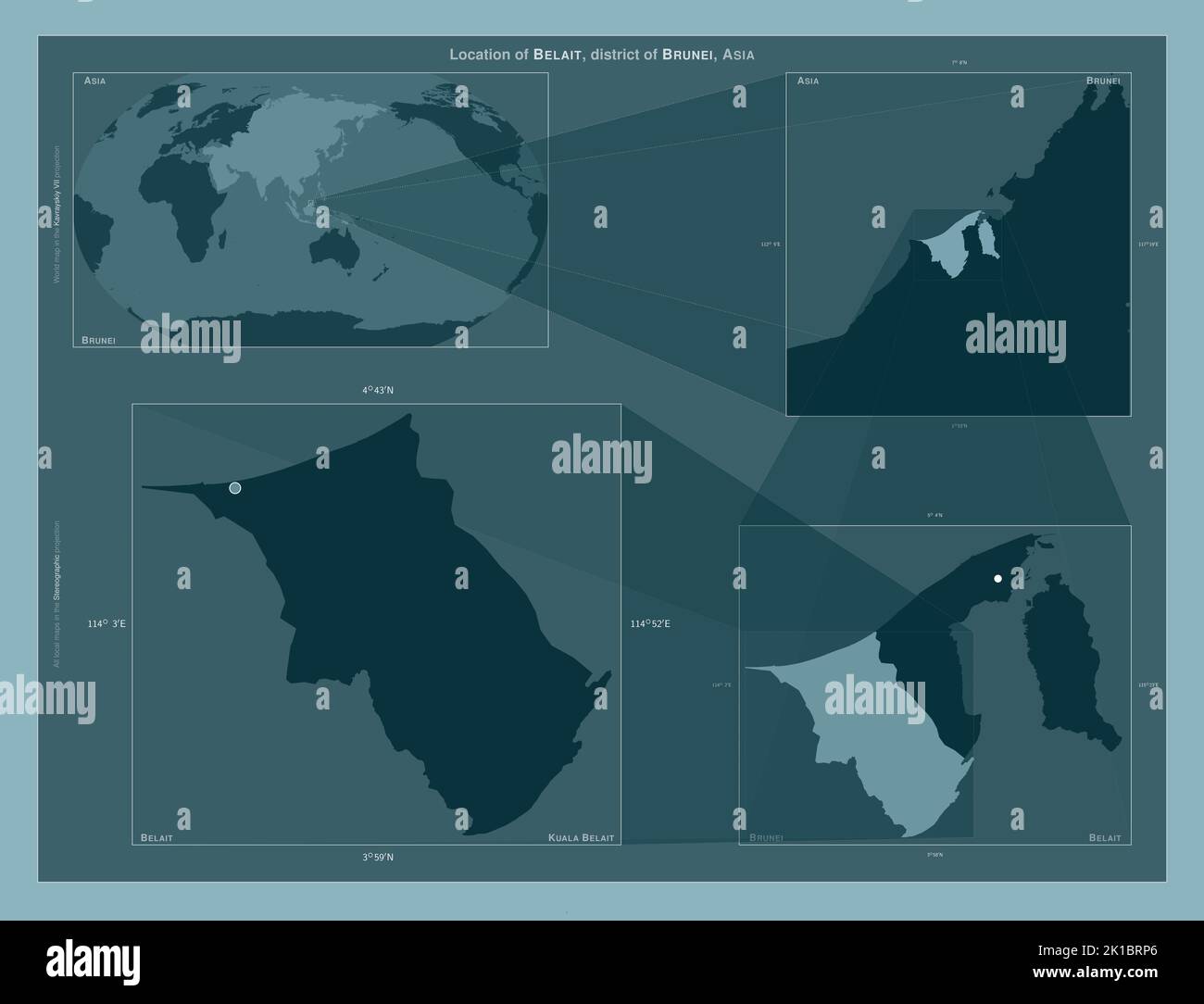 Belait, district of Brunei. Diagram showing the location of the region ...