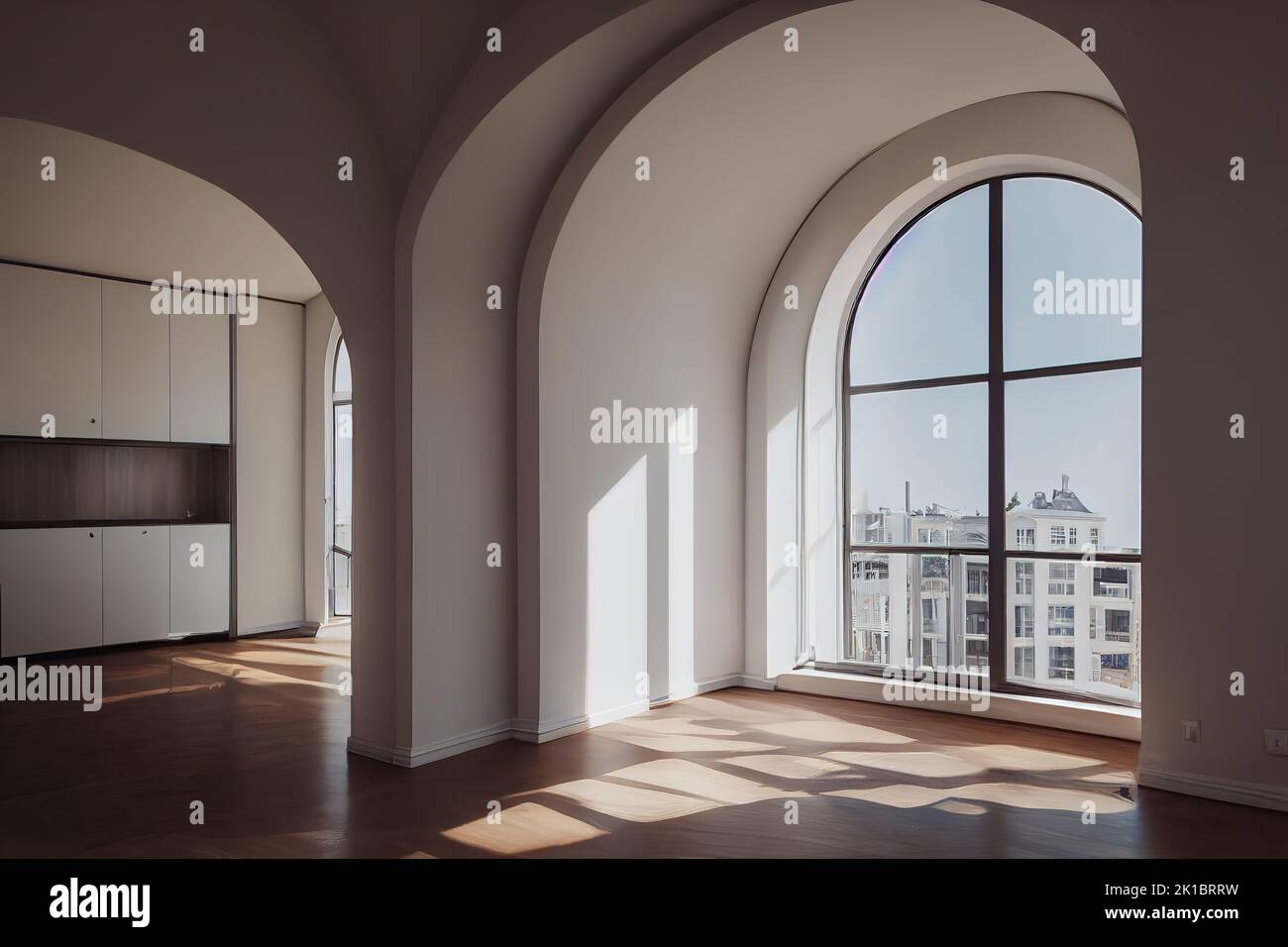 A modern apartment house with huge windows and arches Stock Photo - Alamy