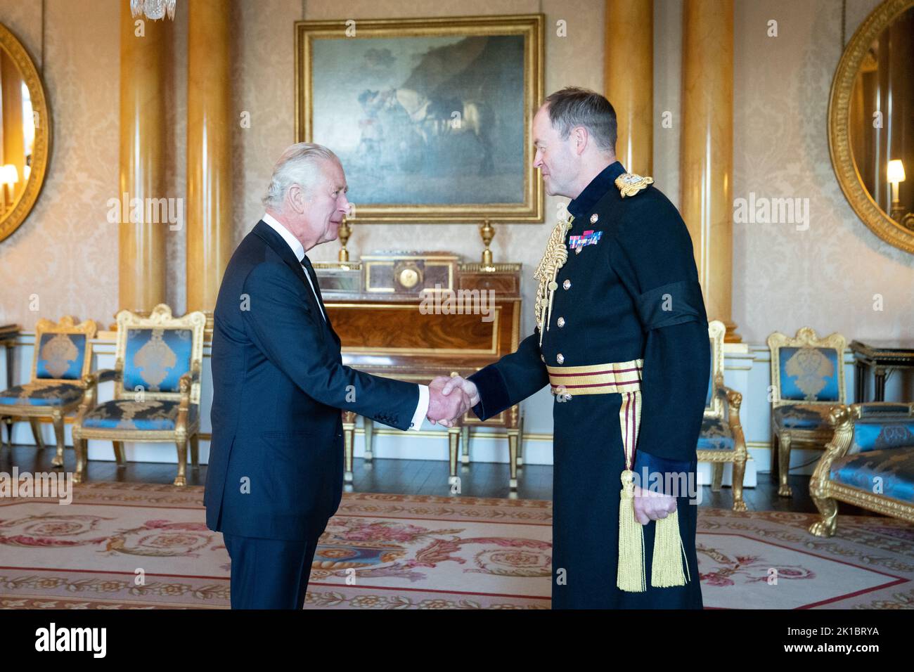 King Charles III greets General Sir Patrick Sanders, Chief of the ...