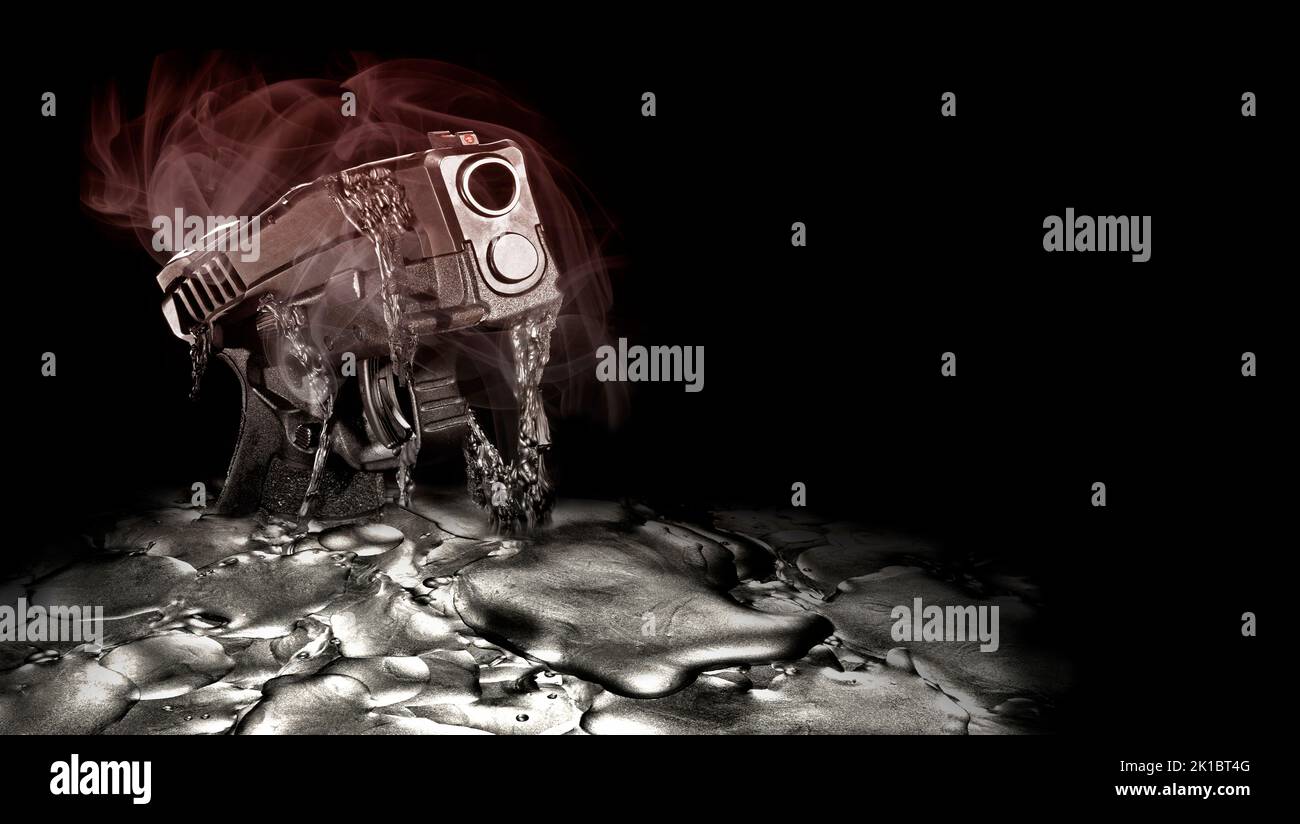 3-D printed gun coming from an ooze conceptually on black Stock Photo ...