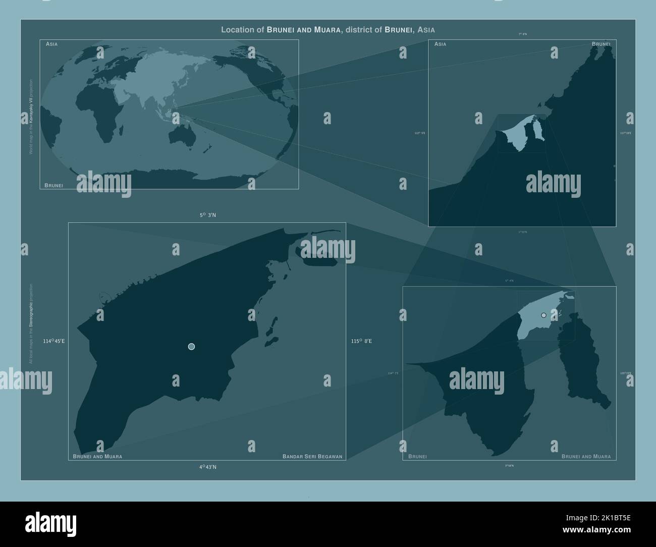 Brunei and Muara, district of Brunei. Diagram showing the location of ...