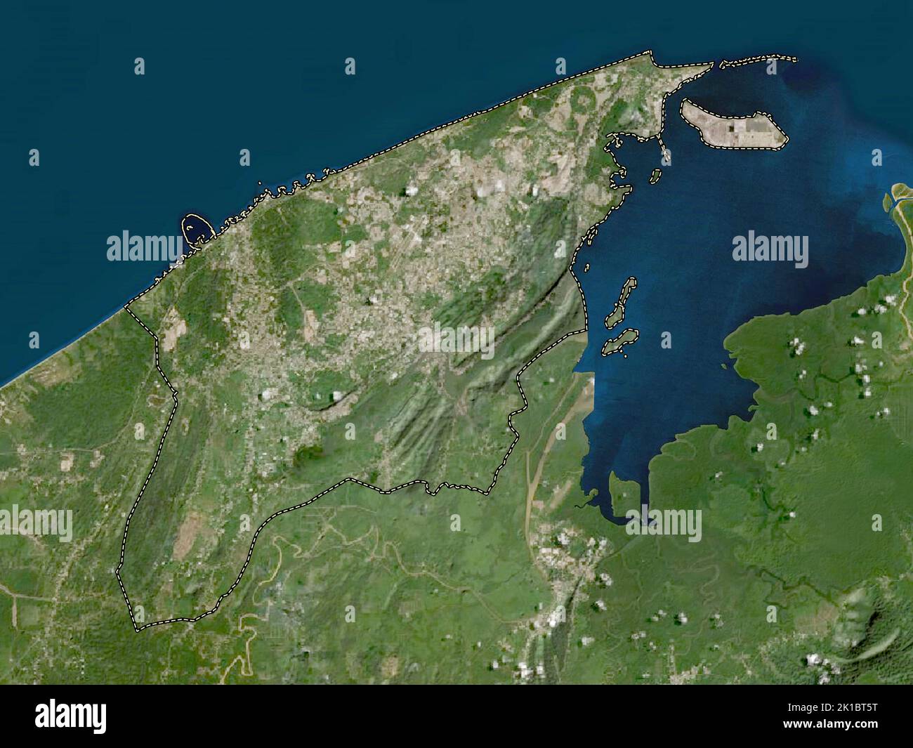 Brunei and Muara, district of Brunei. Low resolution satellite map ...