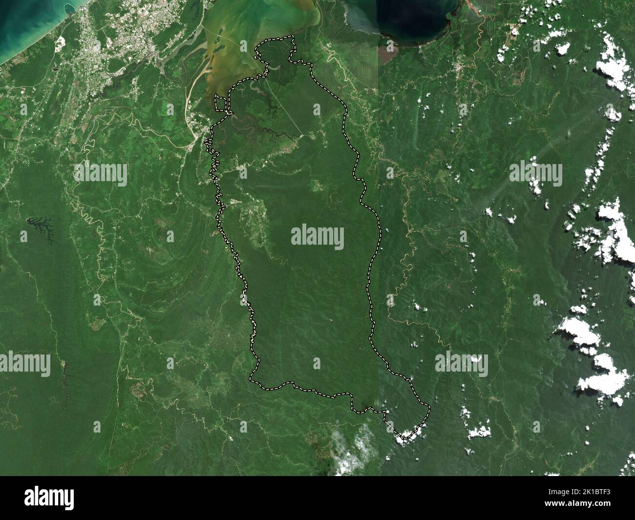 Temburong, district of Brunei. High resolution satellite map Stock ...