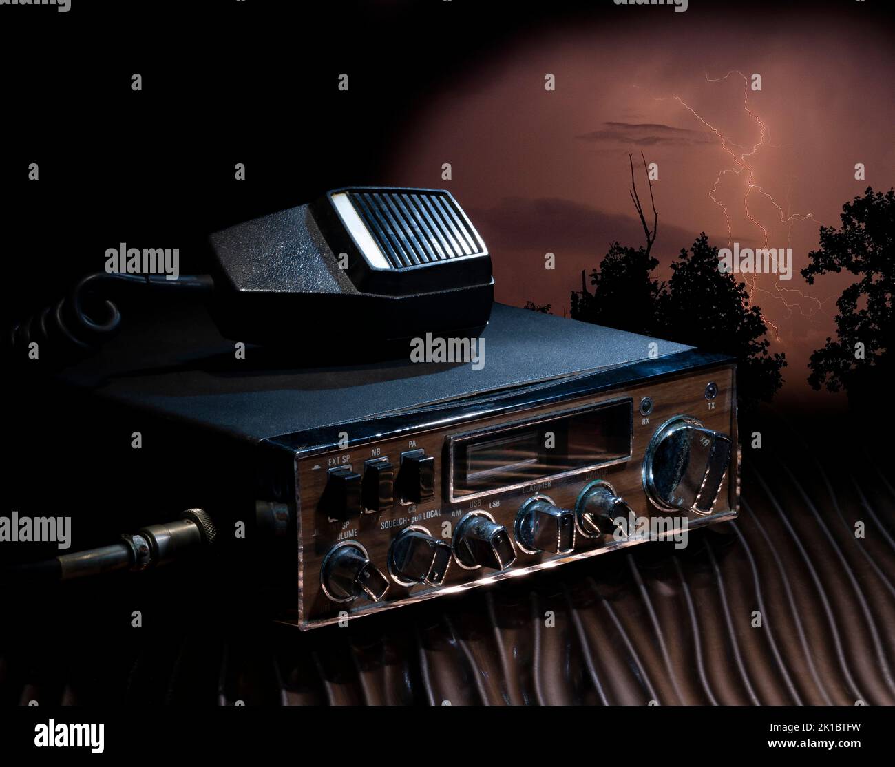 Lightning strike behind a CB radio and mike Stock Photo - Alamy