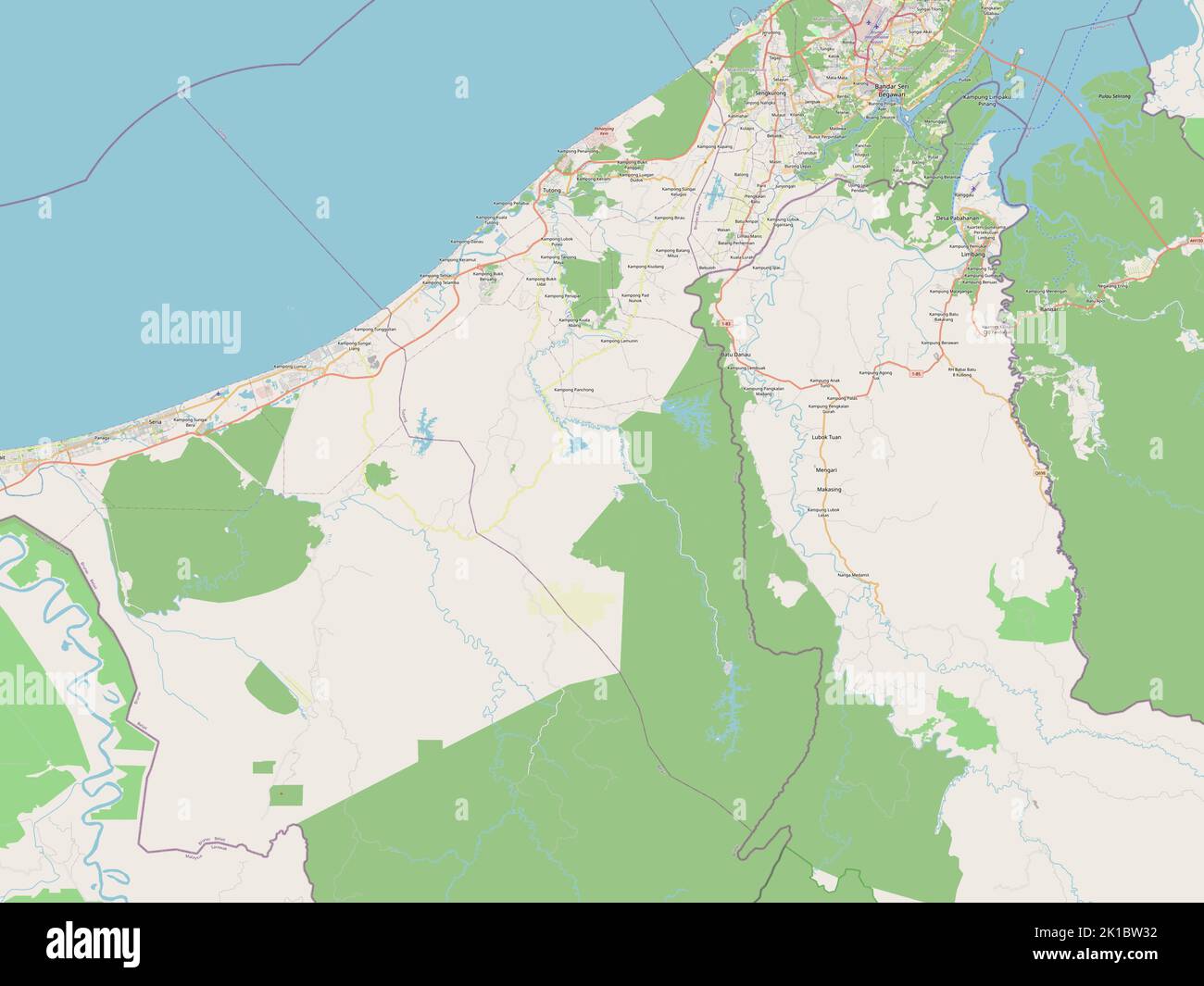 Tutong, district of Brunei. Open Street Map Stock Photo - Alamy