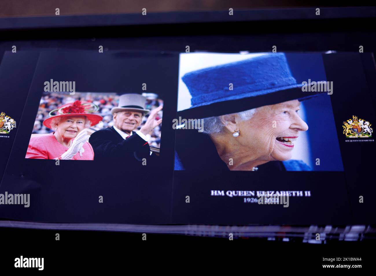 Images of Queen Elizabeth II on flyers, before the Sky Bet Championship ...