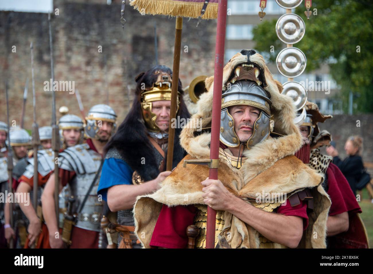 Trier, Germany. 17th Sep, 2022. Legionary reenactors of the 1st Roman ...