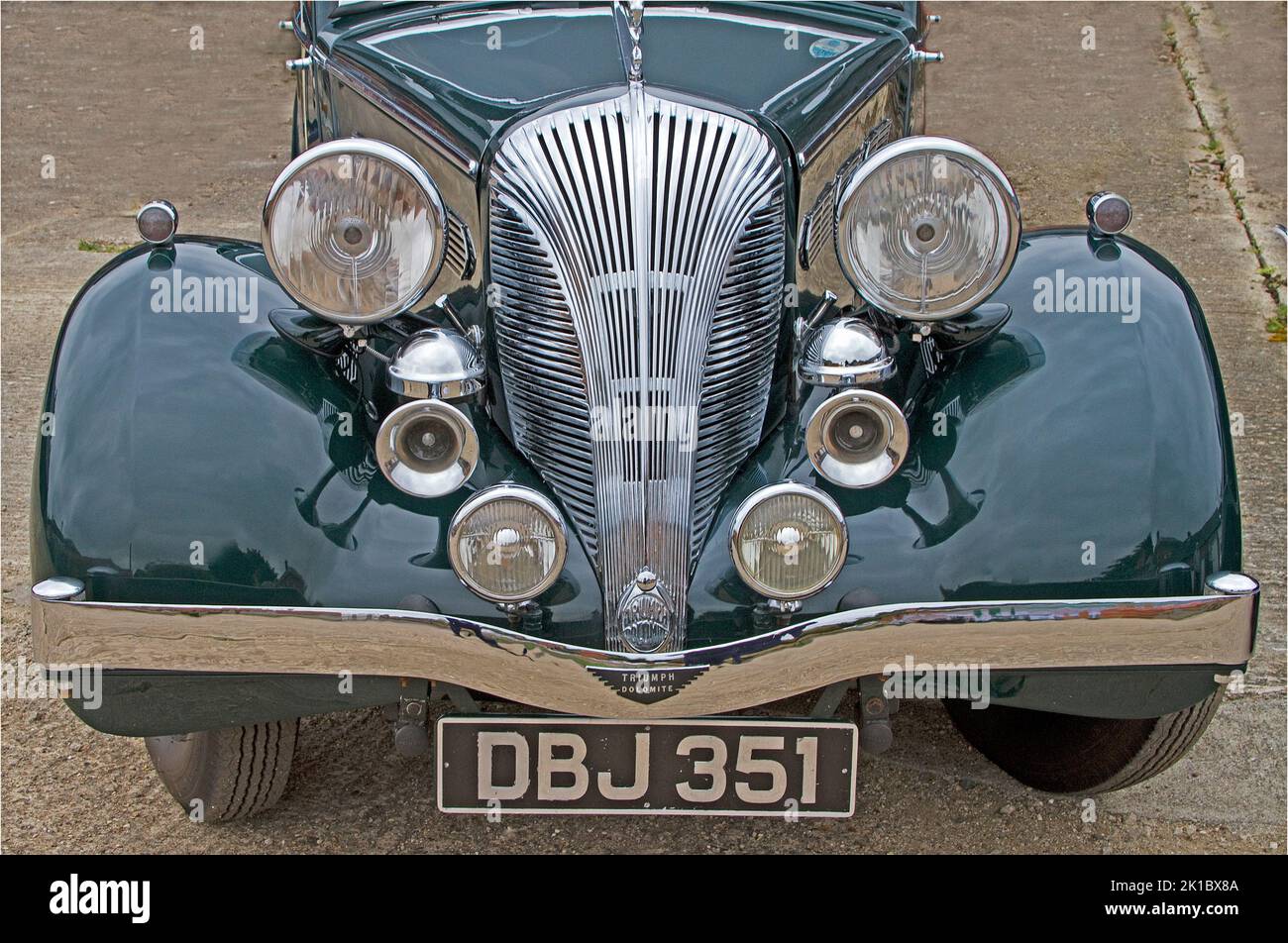 Trimph Dolomite Front withRadiator Grill, Badge, Lamps and Horns Stock ...