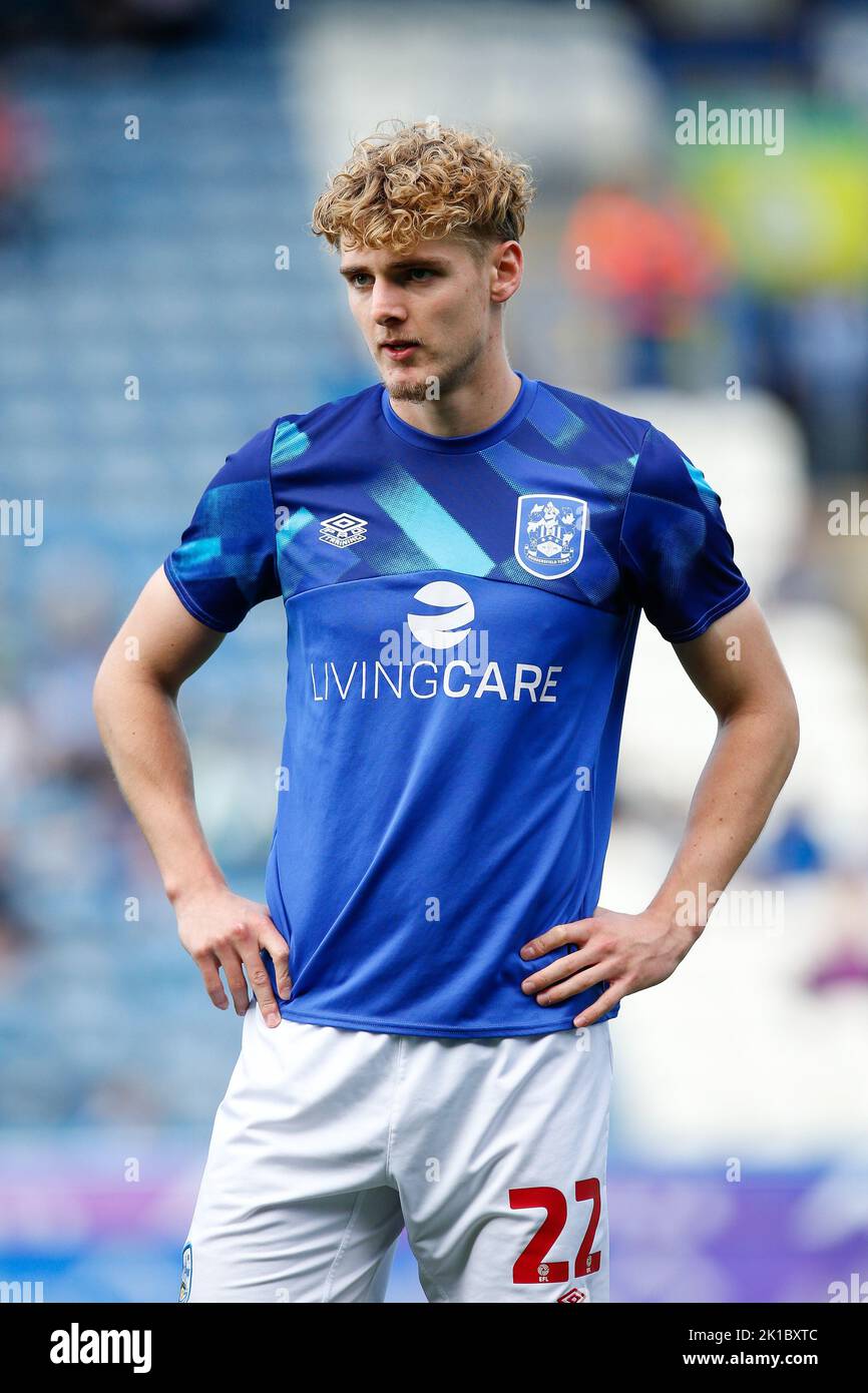 Jack Rudoni #22 of Huddersfield Town warms up before the Sky Bet ...