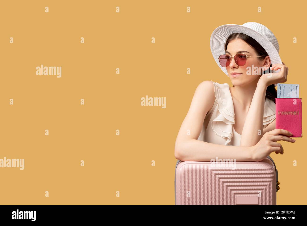 Holiday journey. Flight check-in. Summer travel. Advertising background ...