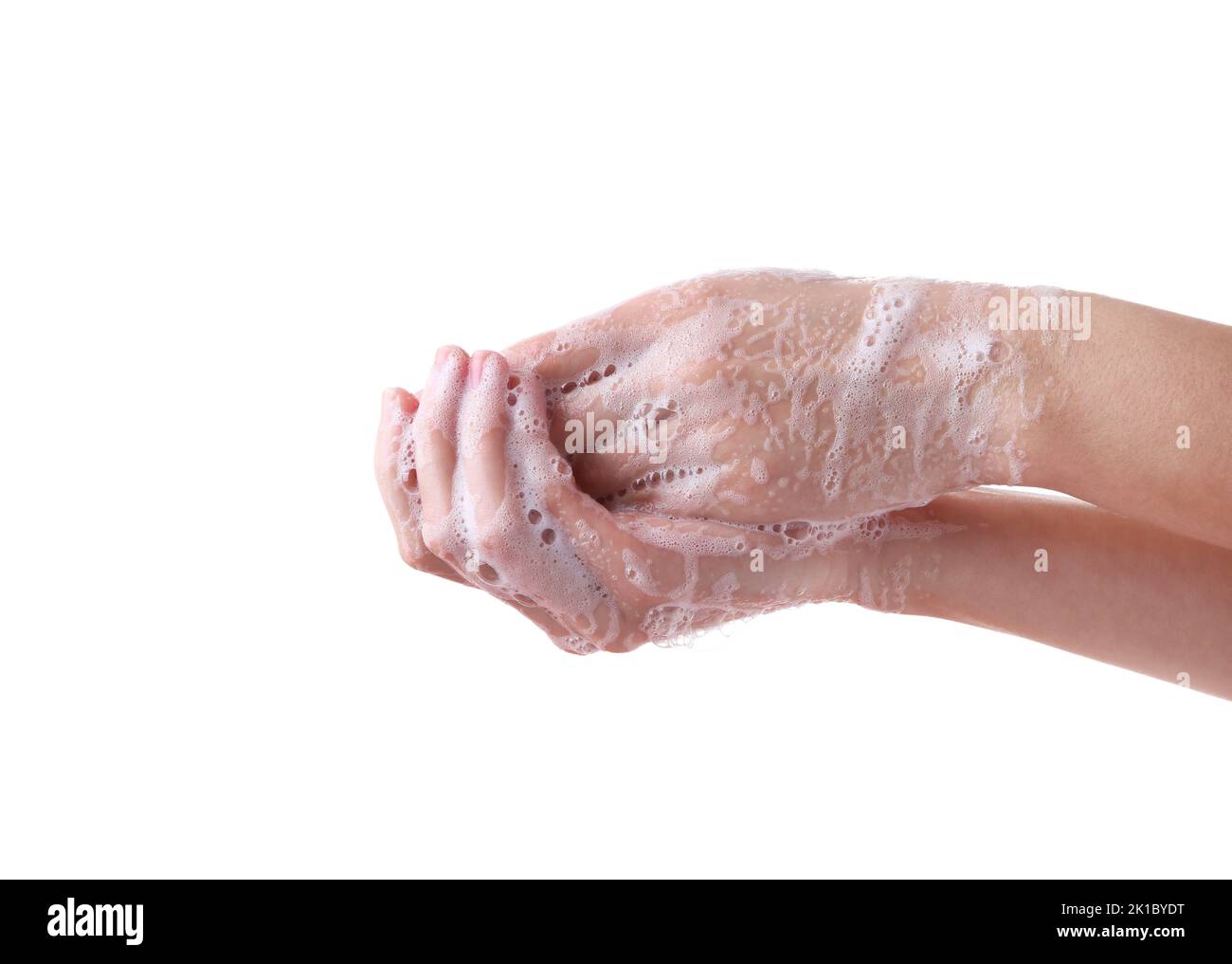 Washing hands isolated on a white background, close up Stock Photo - Alamy
