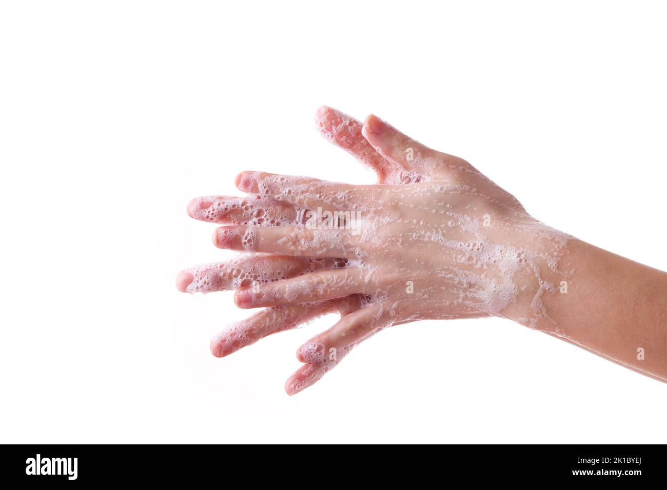 Washing hands isolated on a white background, close up Stock Photo - Alamy