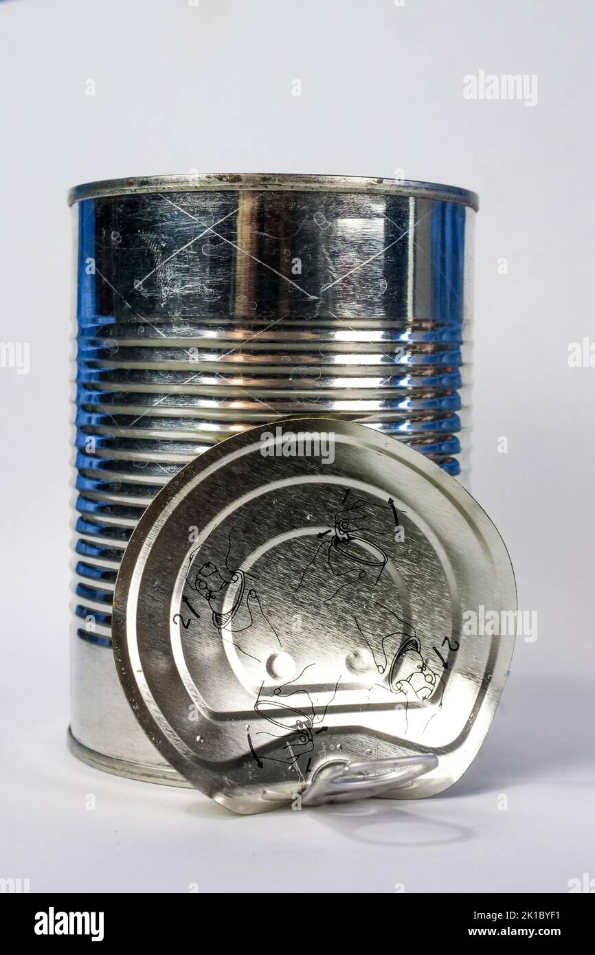 Tin box displayed on a background, Studio photography, France Stock ...