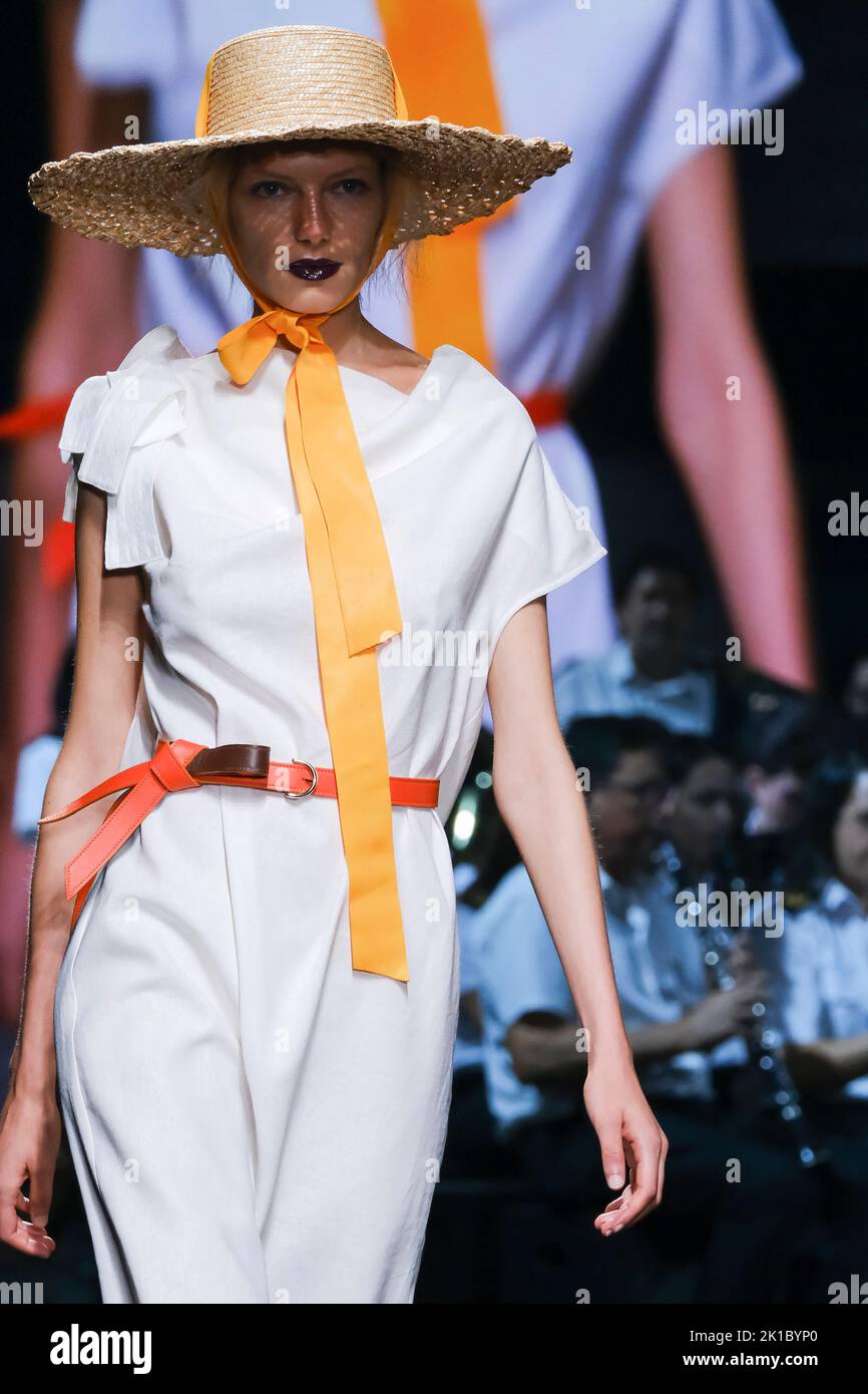 Madrid, Spain. 17th Sep, 2022. A model walks the runway wearing a ...