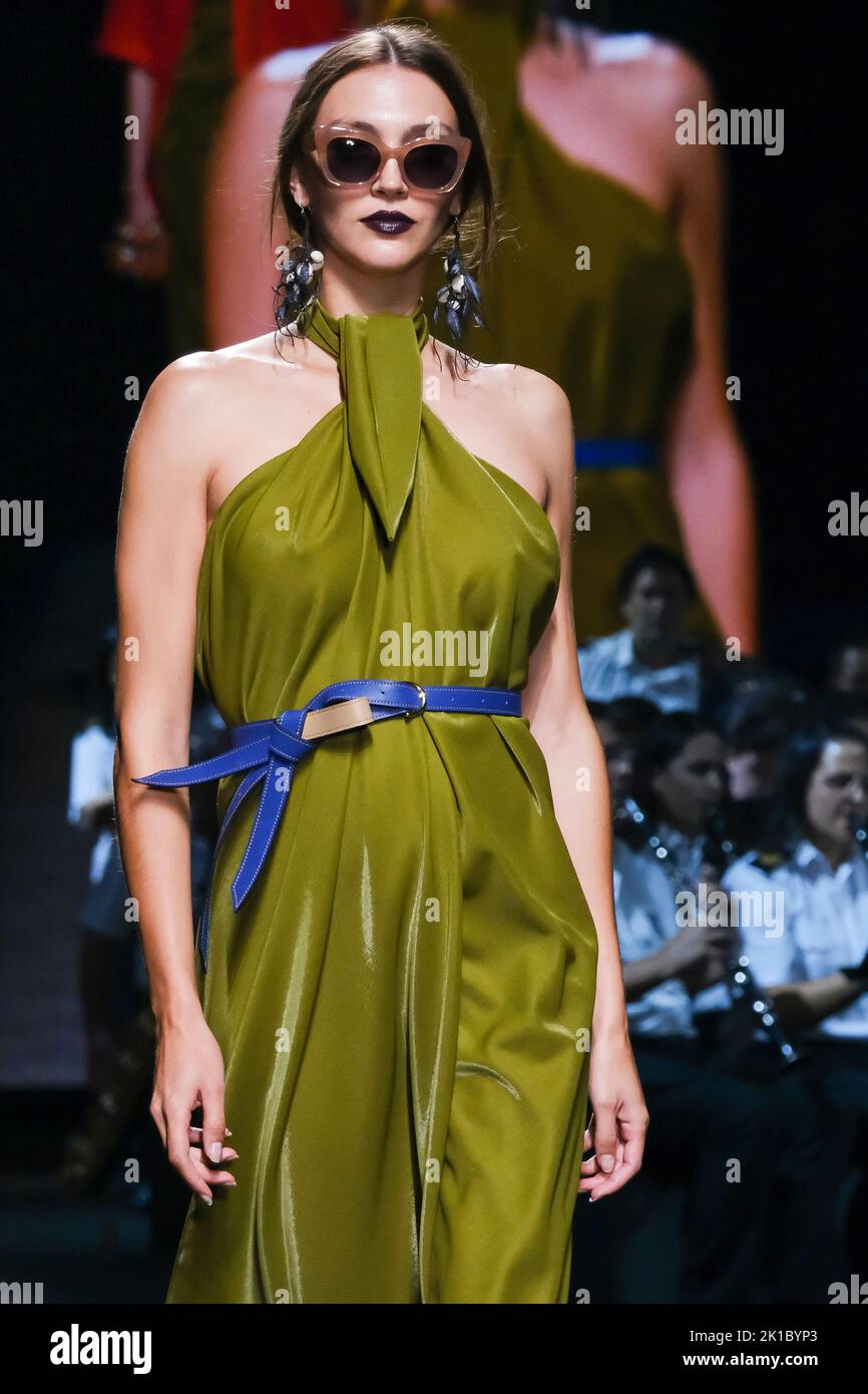 Madrid, Spain. 17th Sep, 2022. A model walks the runway wearing a ...