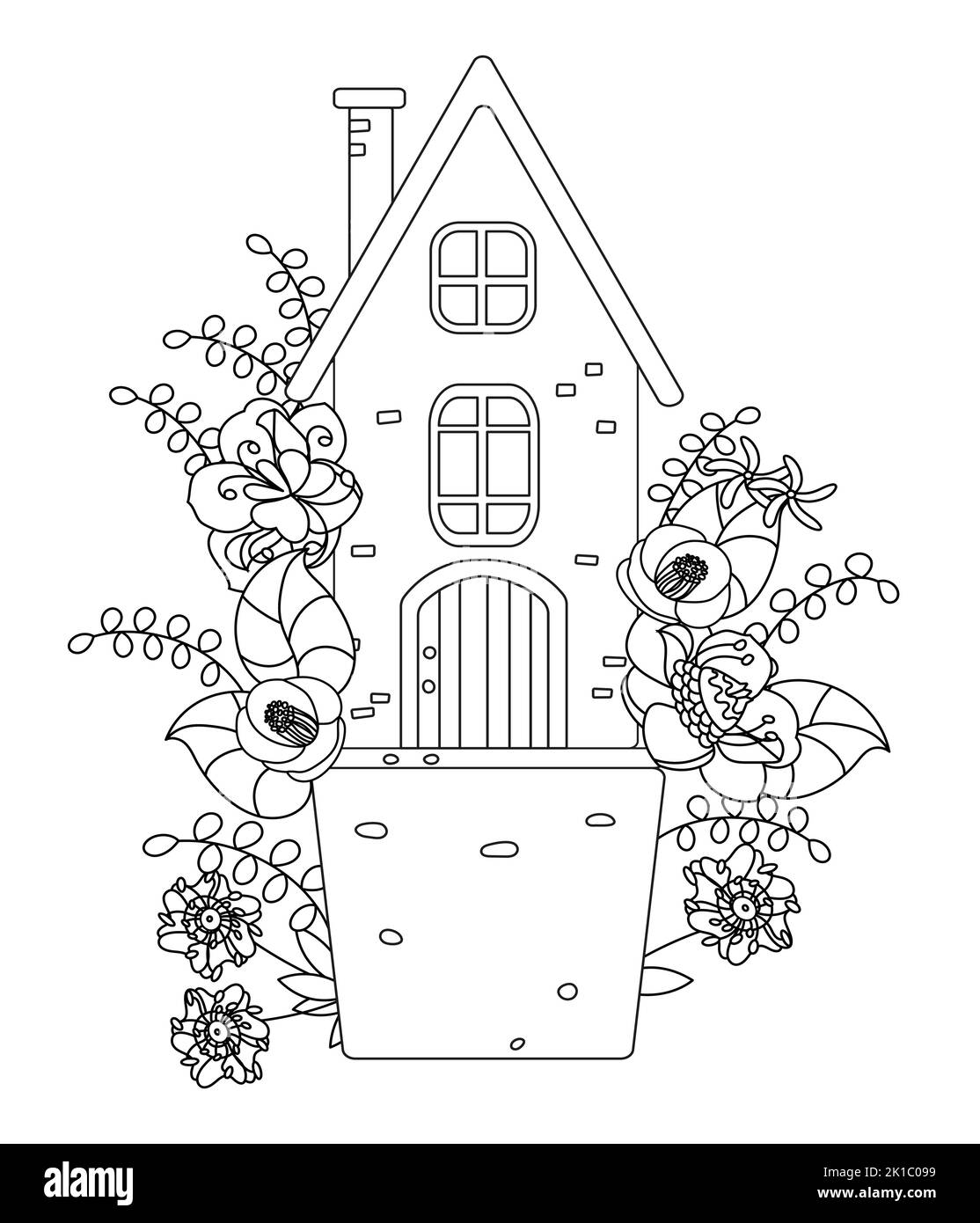 house with flower gardens Stock Vector Image & Art - Alamy