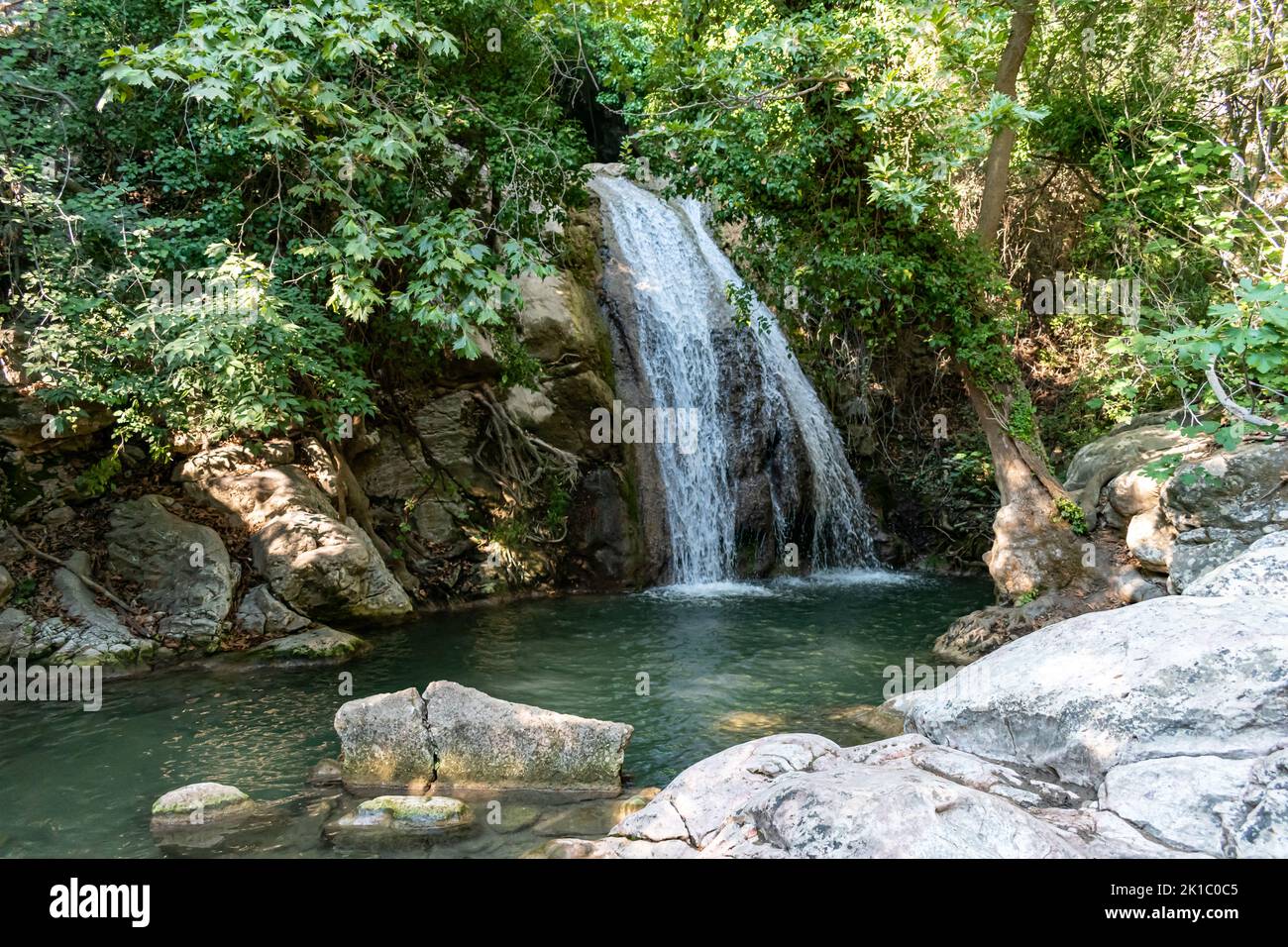 Beautiful waterfall Kefalogourna in Theologos, Thassos, Greece Stock ...
