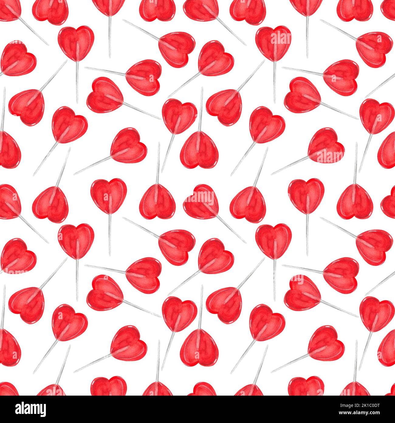 lollipops heart shaped watercolor isolated on white background Stock ...