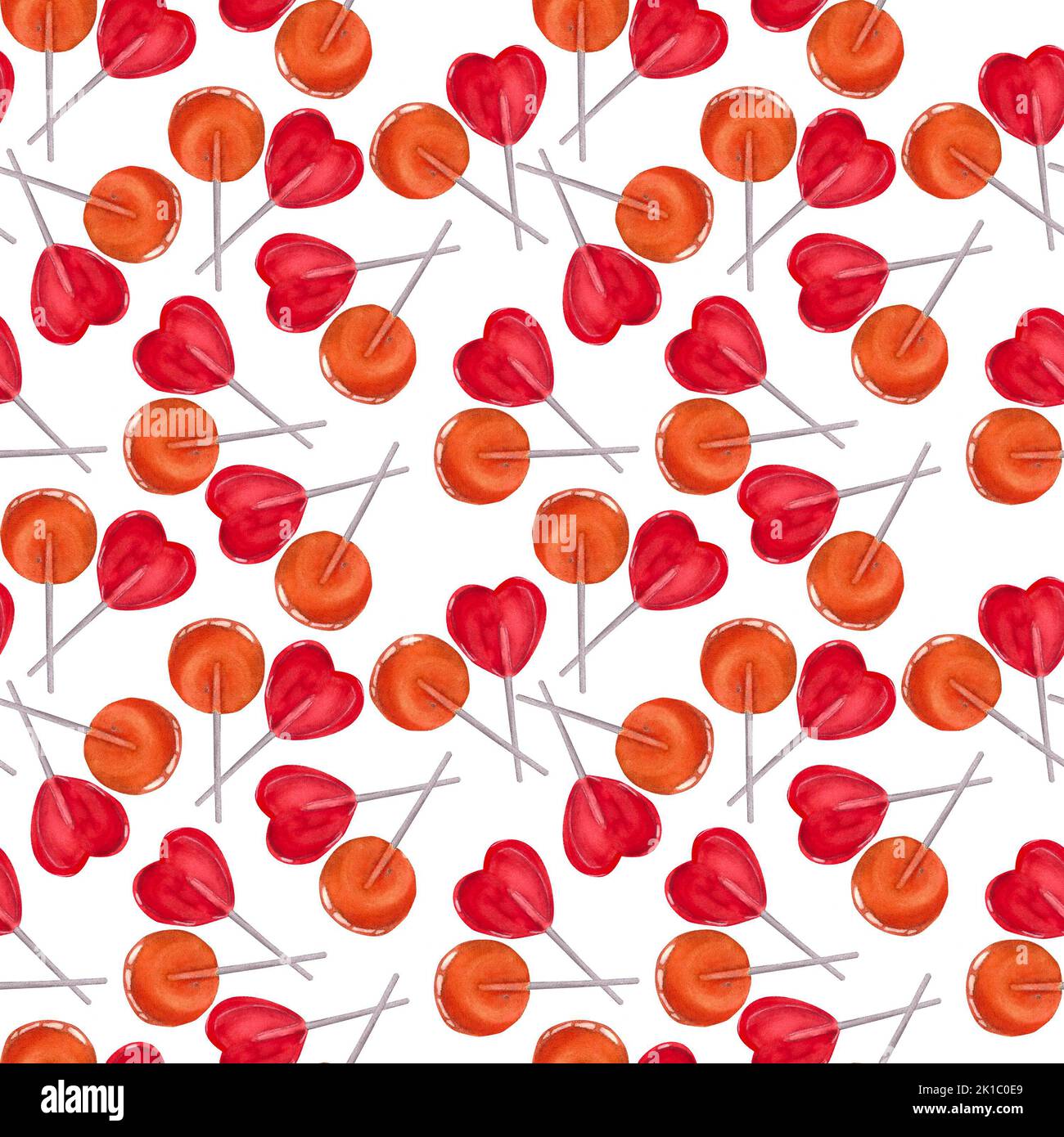 lollipops round and heart shaped watercolor isolated on white ...