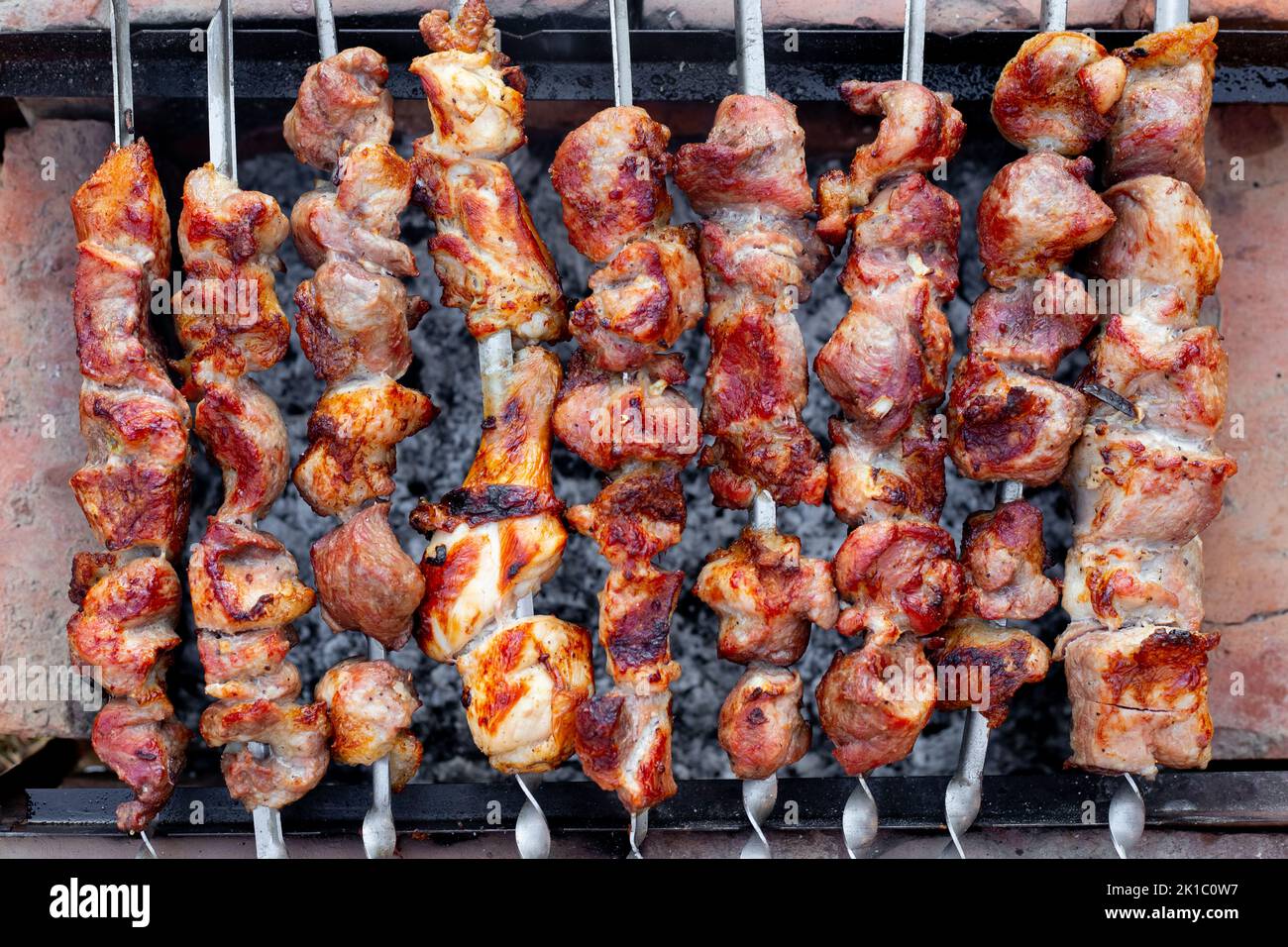 Cooking juicy barbecue on grill hi-res stock photography and images - Alamy
