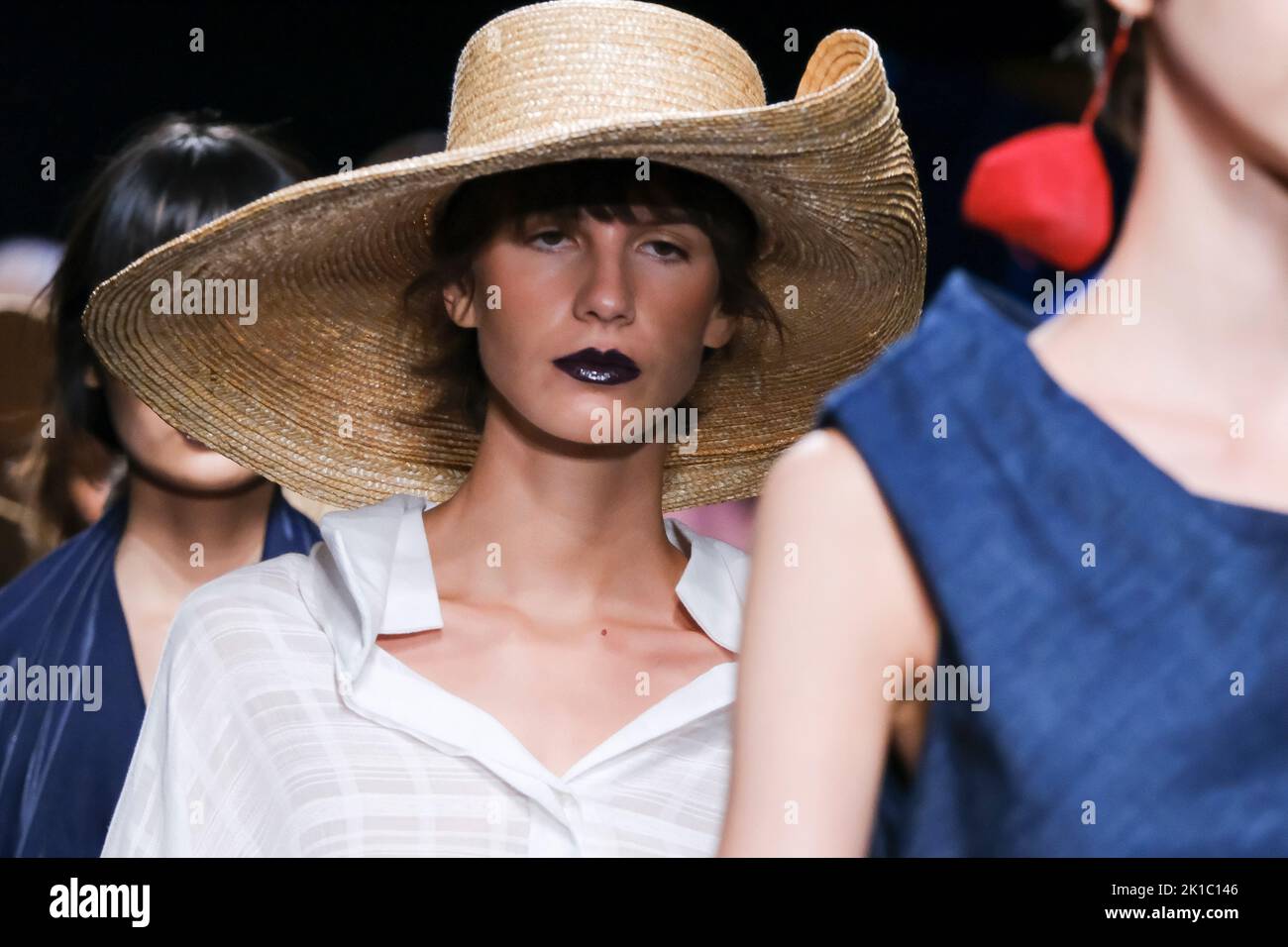Madrid, Spain. 17th Sep, 2022. Models walk the runway wearing a ...