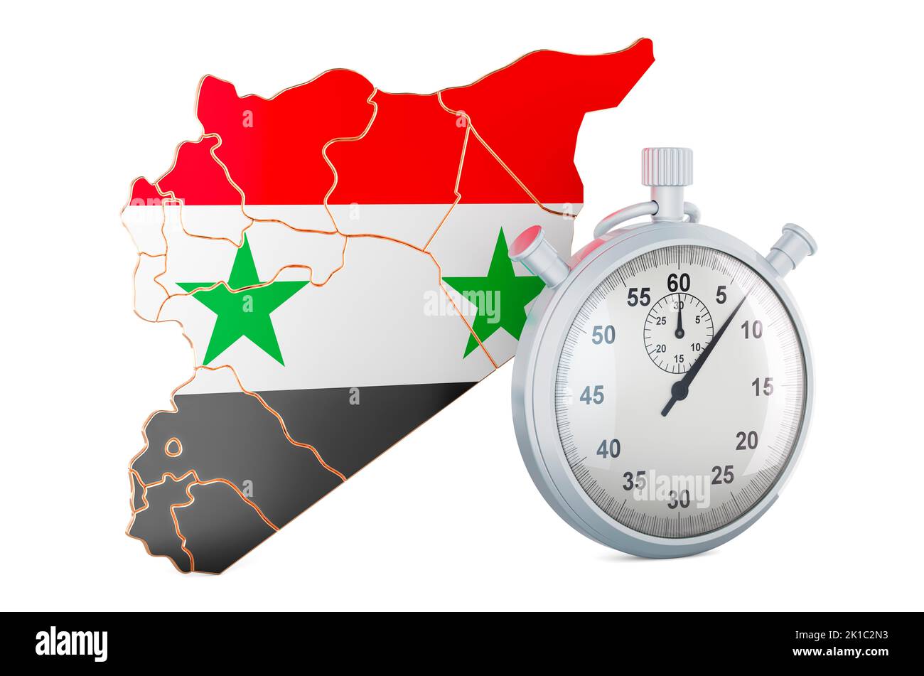 Syrian map with stopwatch, 3D rendering isolated on white background ...
