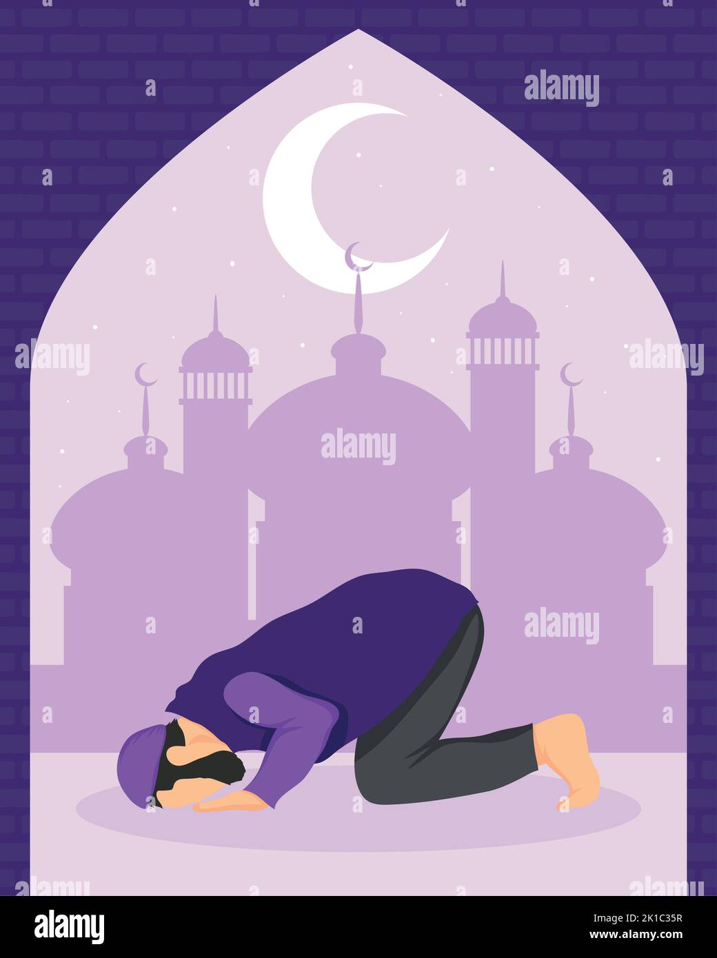 Man praying at temple Stock Vector Images - Alamy
