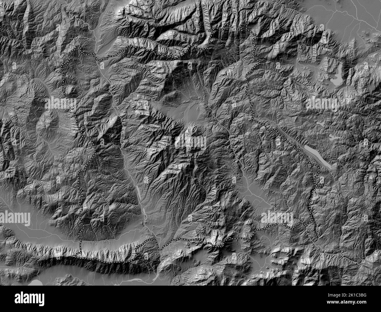 Blagoevgrad, province of Bulgaria. Bilevel elevation map with lakes and ...