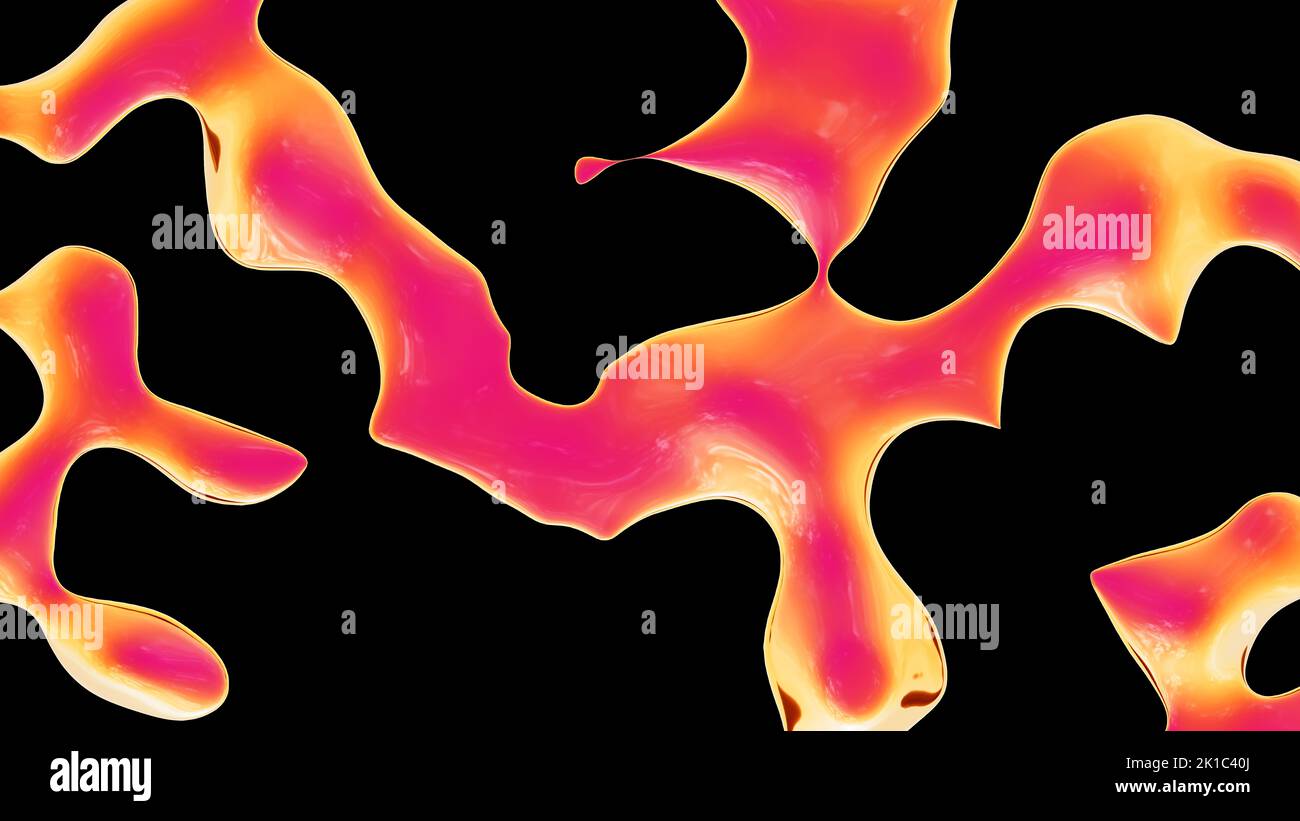 Fluid metallic drops y2k reddish background. Dynamic iridescent ...