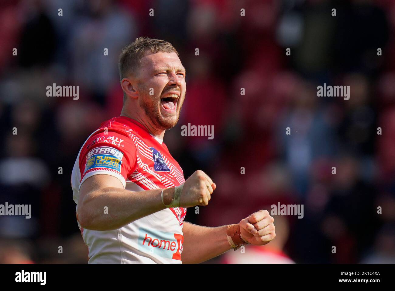 Joe Batchelor #12 of St Helens celebrates after the Betfred Super ...